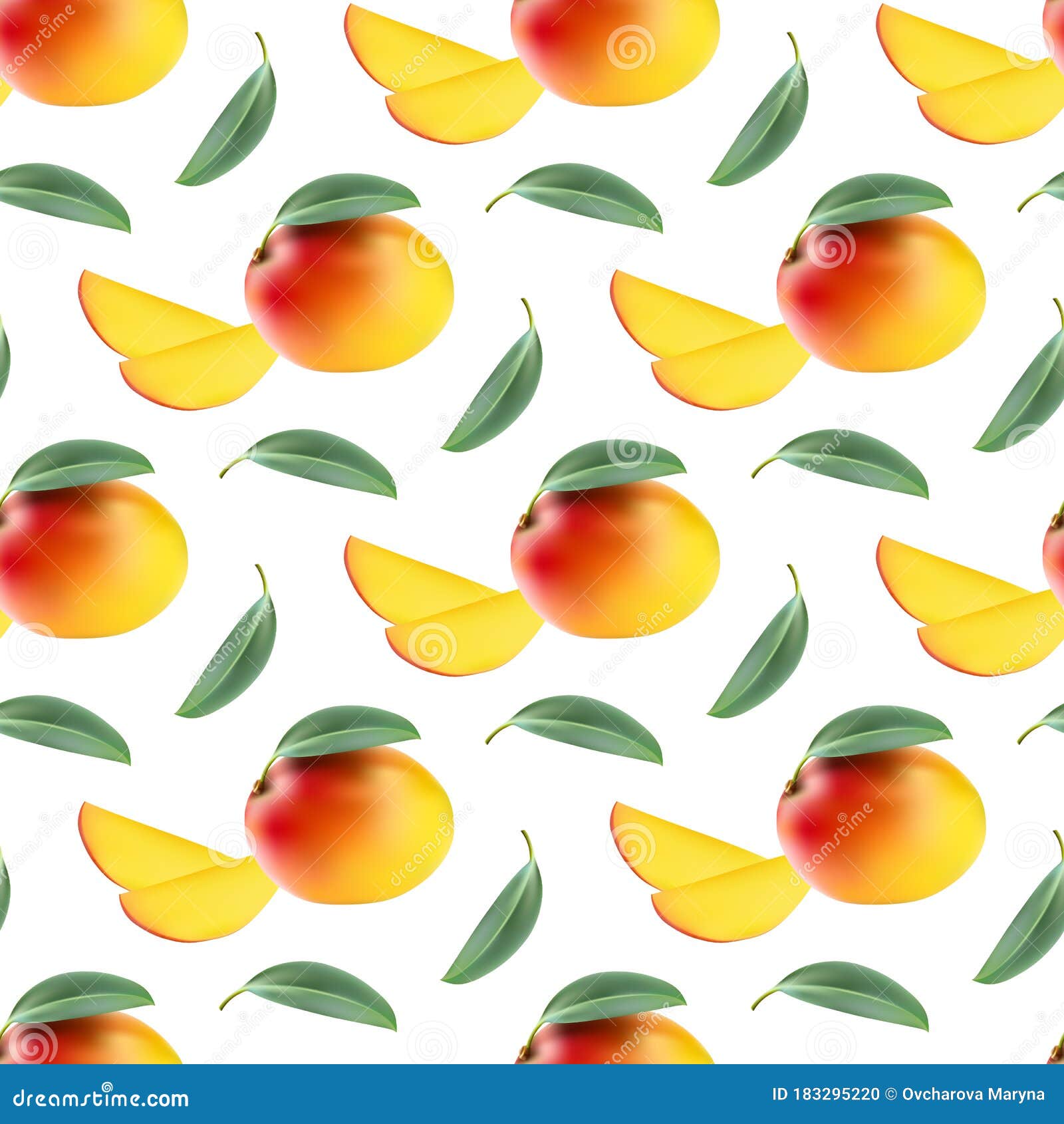 Mango Seamless Pattern 3D. Sweet Abstract Background. Vector ...
