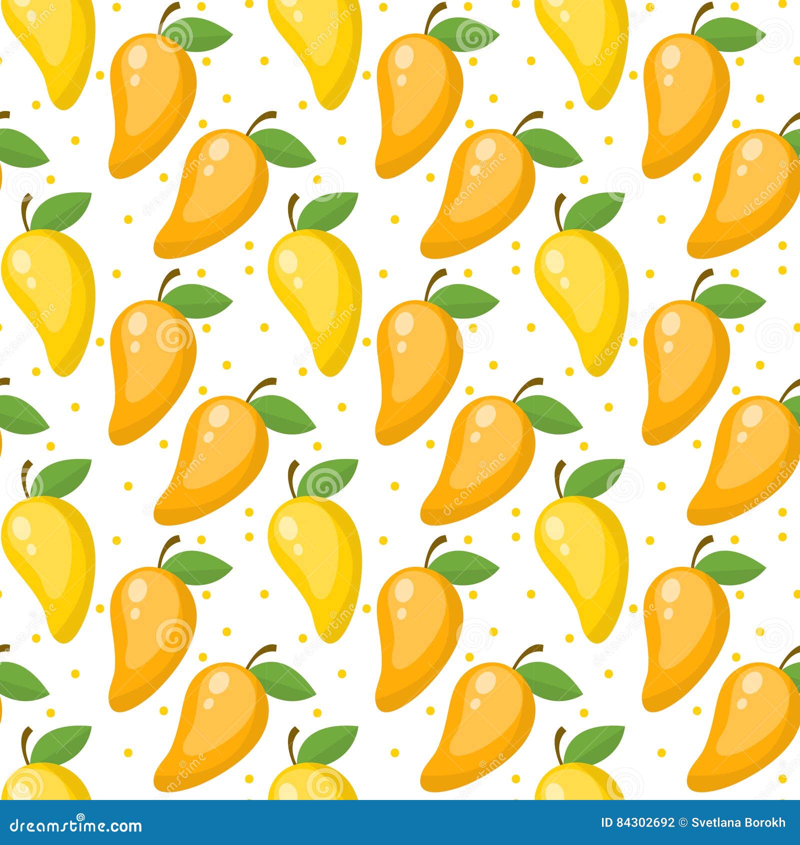 Mango Seamless Pattern. Vector Drawing. Hand Drawn Tropical Fruit ...