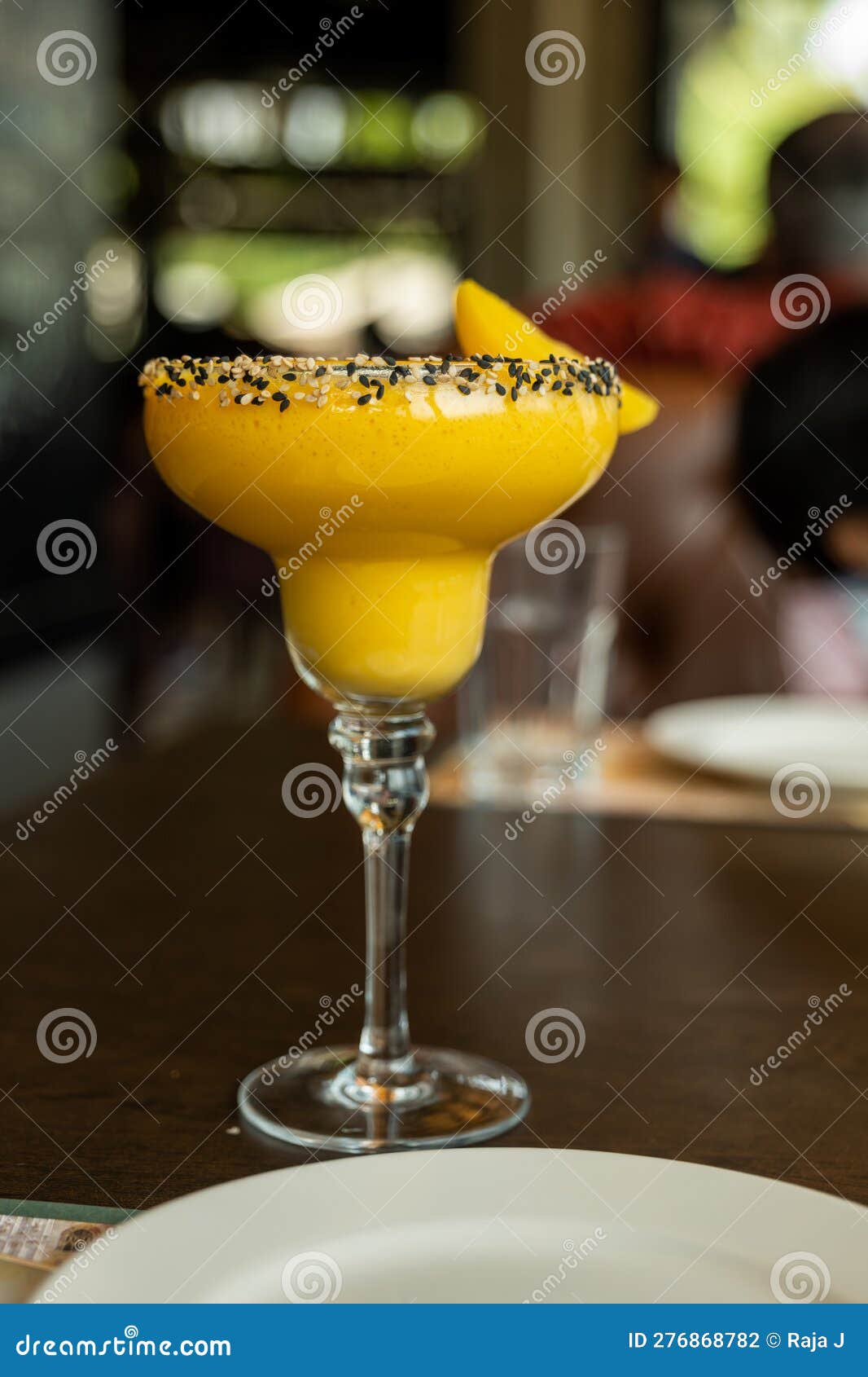 Mango Shake Filled in Glass Topping of Real Mango in Side Long Shot and ...