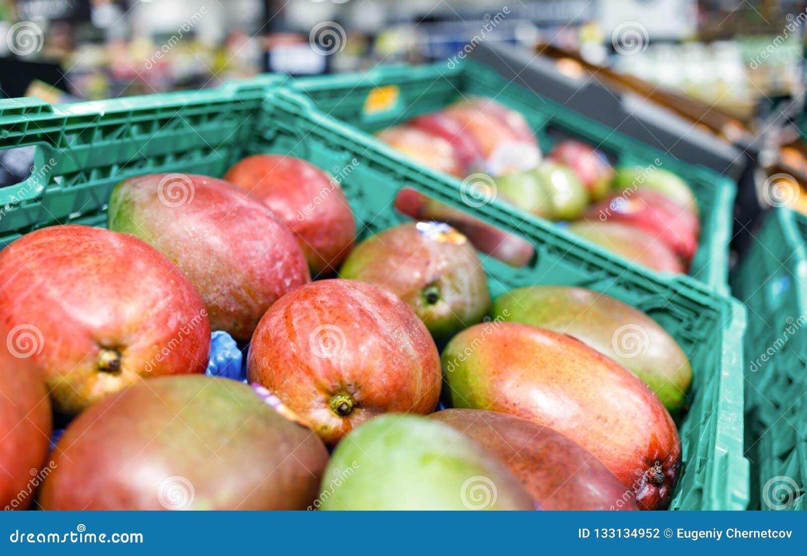 Mango on the Shelf in Supermarket Store Stock Photo - Image of ...