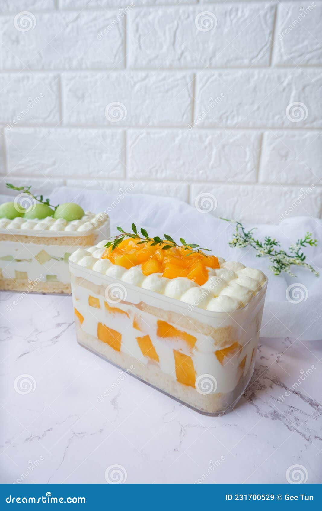 Mango Shortcake Box with White Background Stock Image - Image of bakery ...