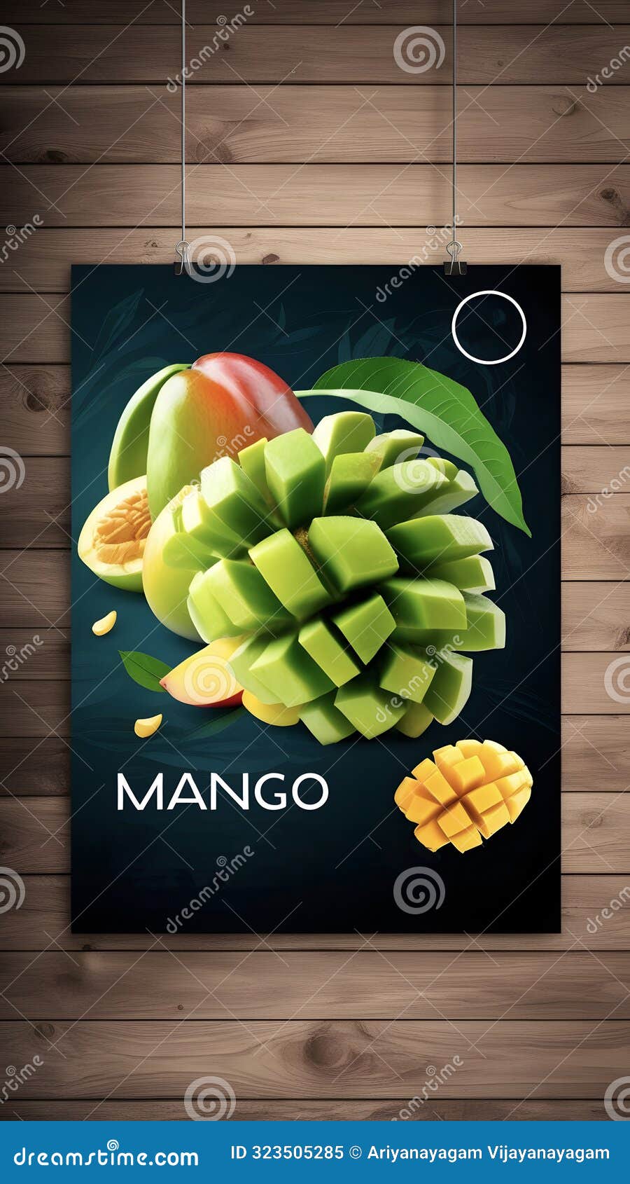 Mango Slice Advertising Poster with Copy Space Stock Illustration ...