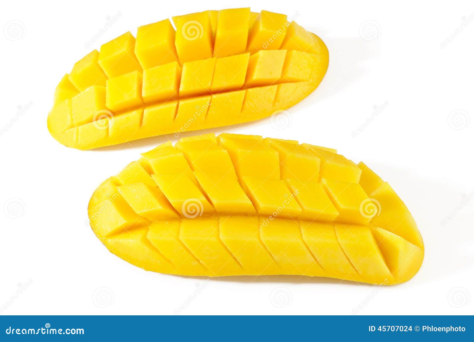 Mango slice on white stock photo. Image of tropical, chopped - 45707024