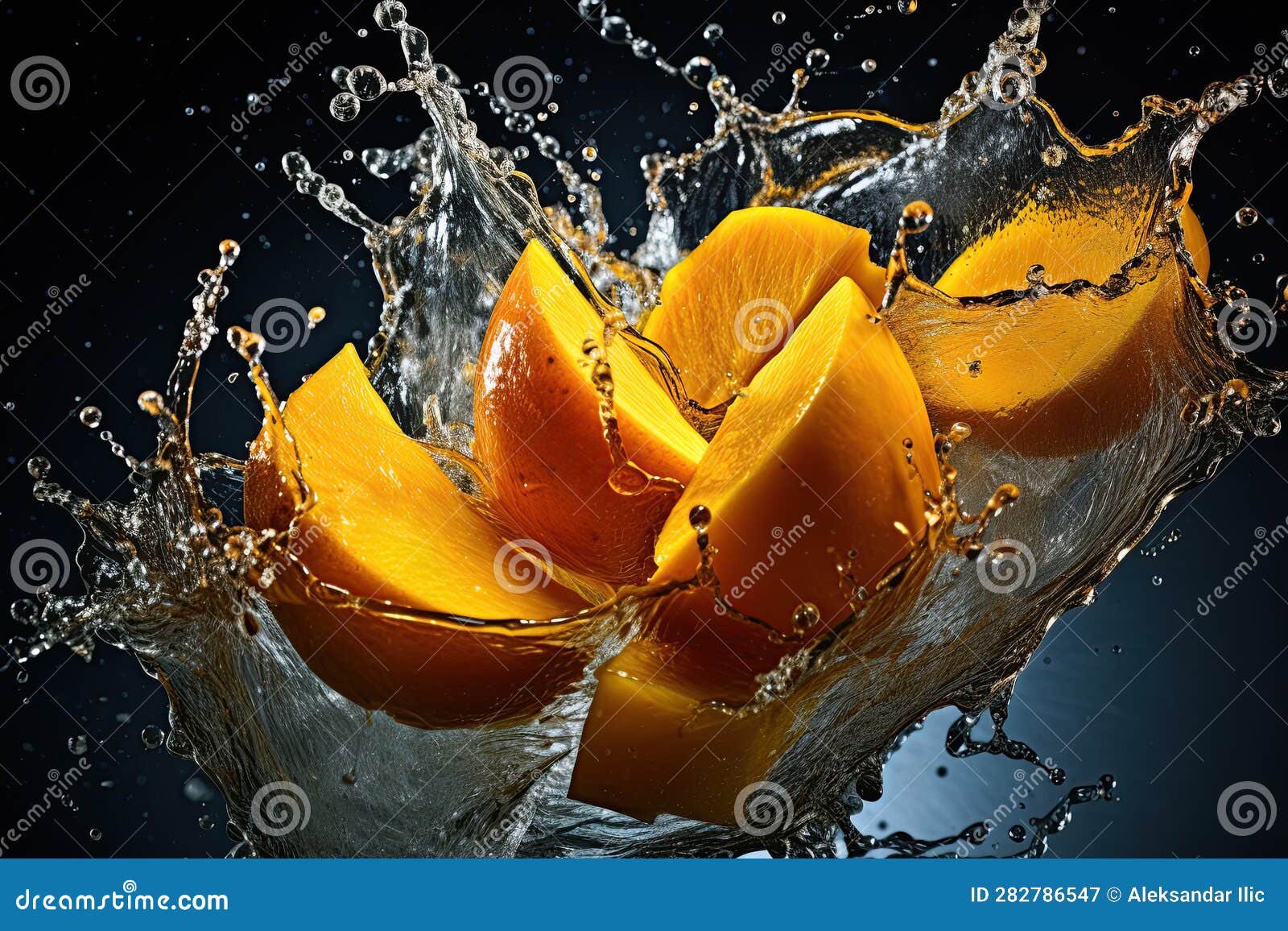 Mango Slices Falling in Water and Making a Splash. Generative Ai Stock ...
