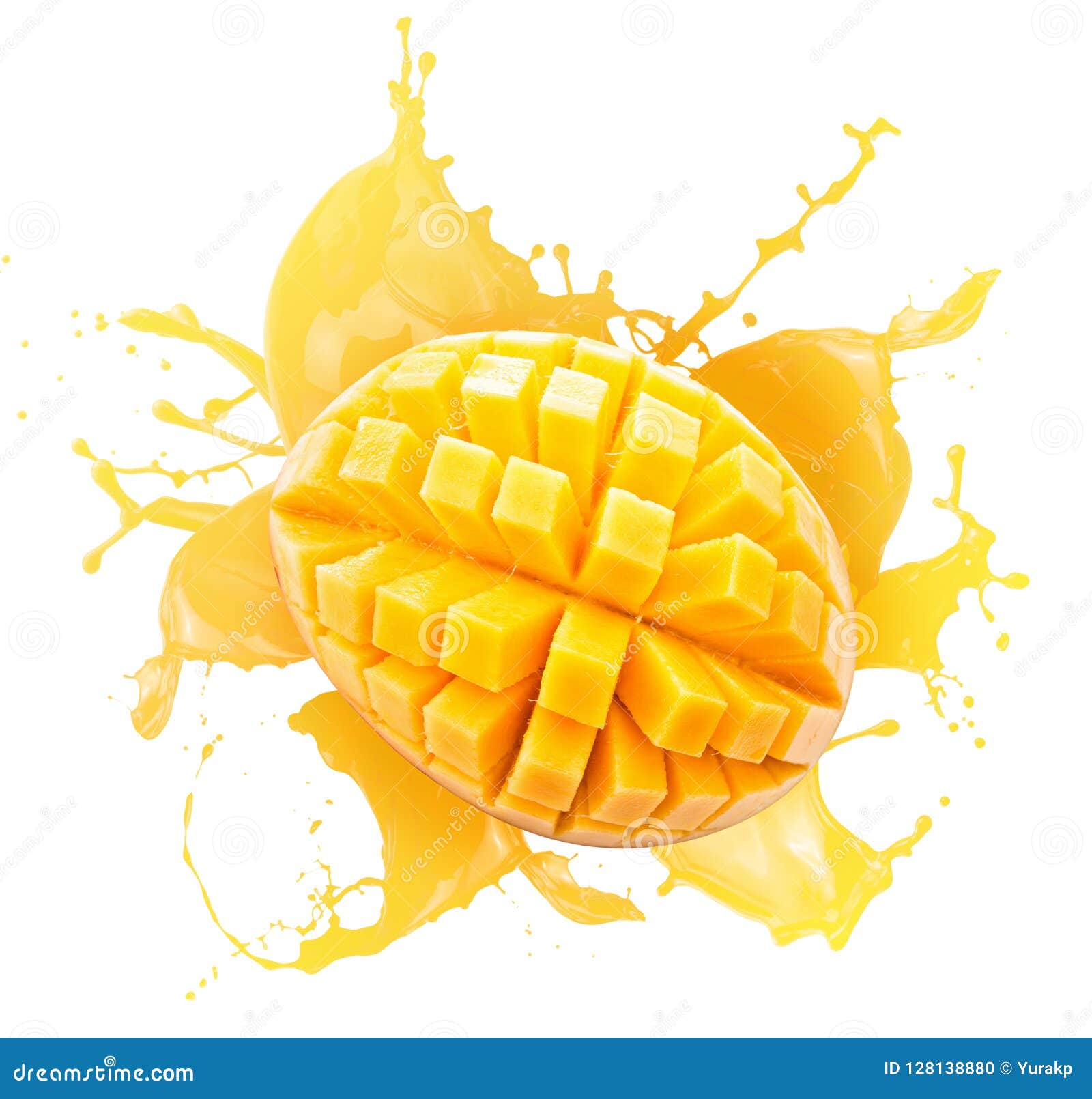 Mango Slices in Juice Splash Stock Photo - Image of peach, fresh: 128138880