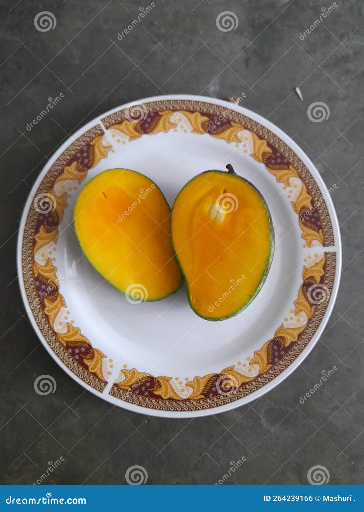 Mango slices on plate stock photo. Image of food, plant - 264239166