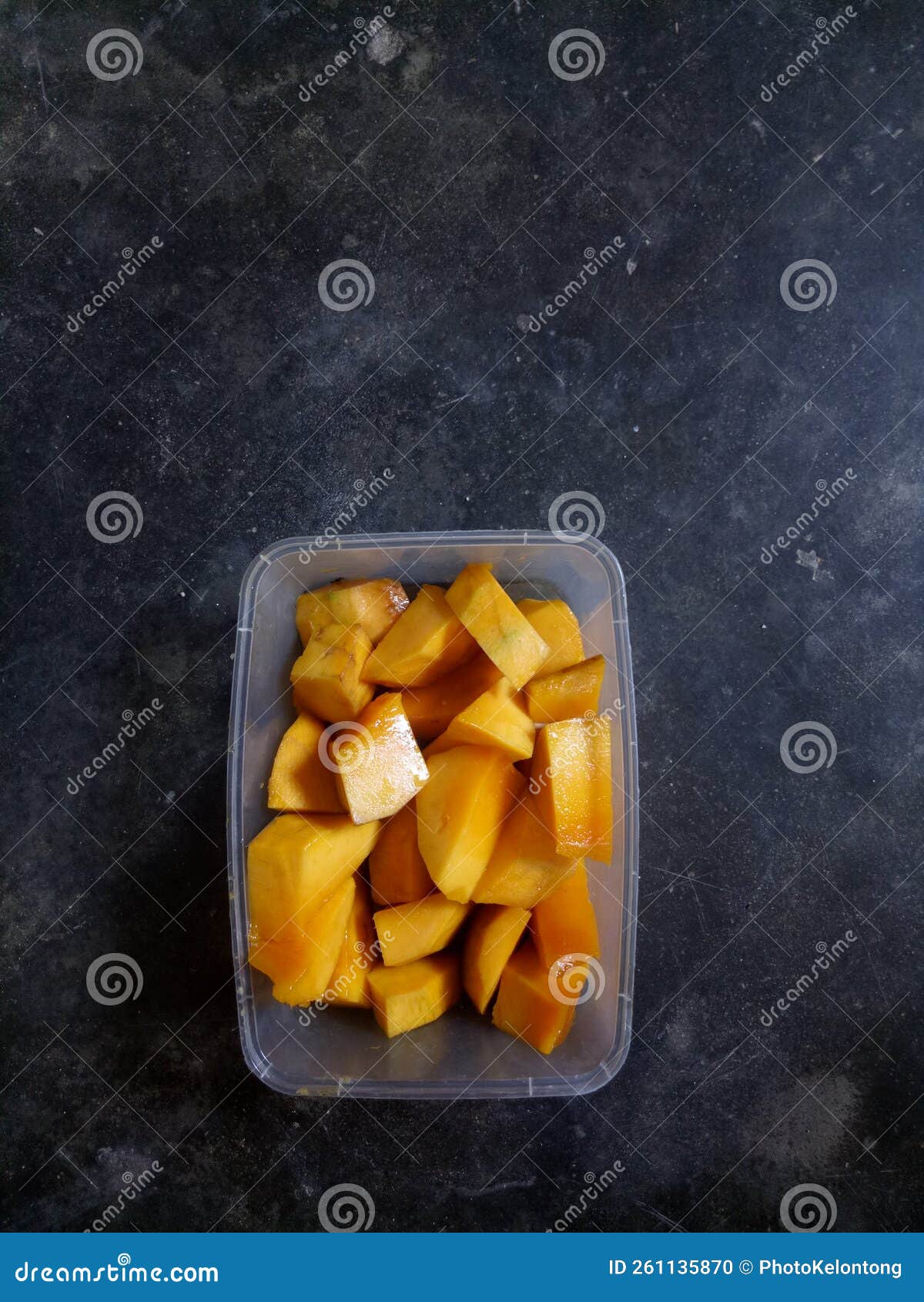 Mango Slices Served in a Plastic Container Stock Photo - Image of ...