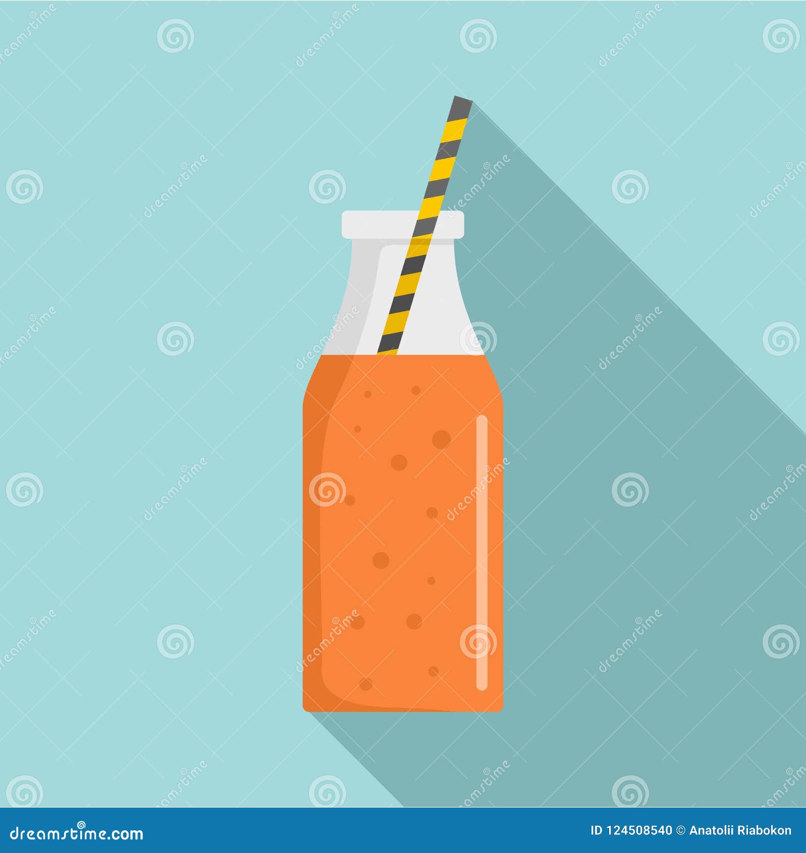 Mango Smoothie Icon, Flat Style Stock Illustration - Illustration of ...