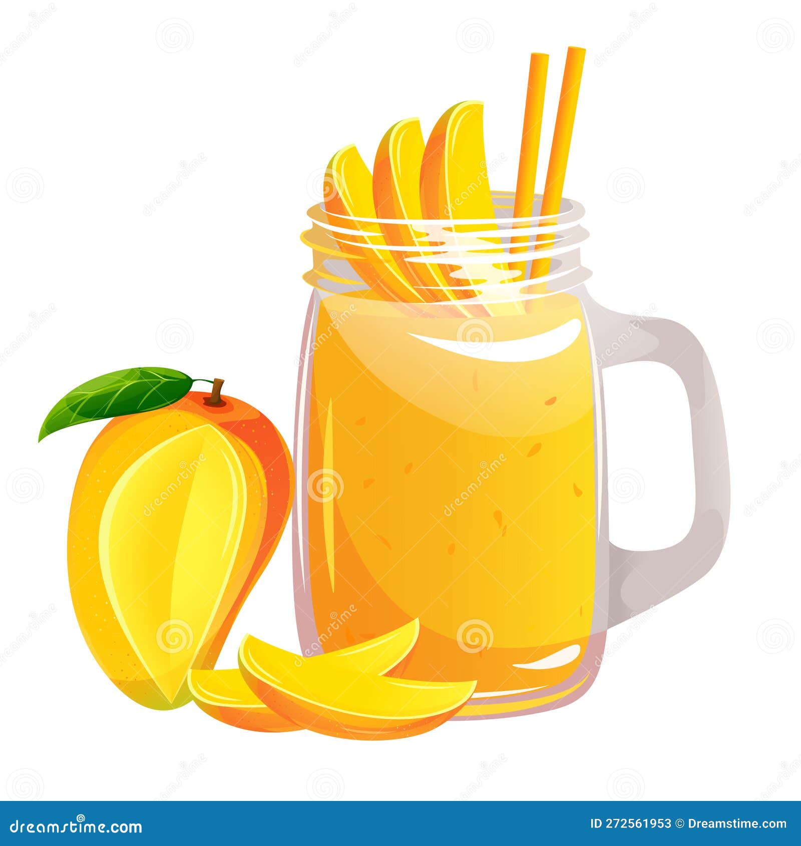 Mango Smoothie.Refreshing Cocktail with Mango Slices Stock Vector ...