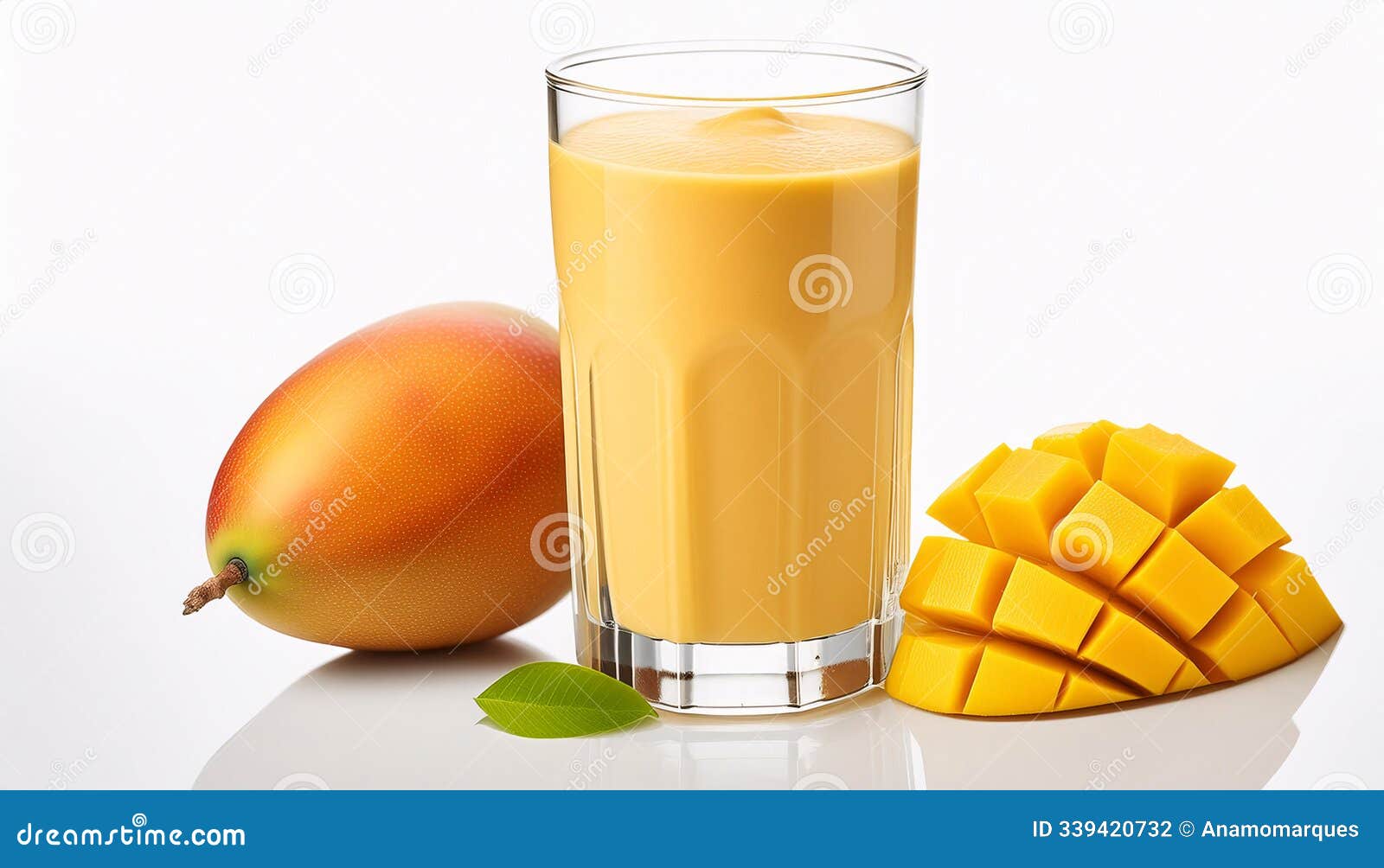 Mango Smoothie and a Sliced Mango on a White Background. Generative AI ...