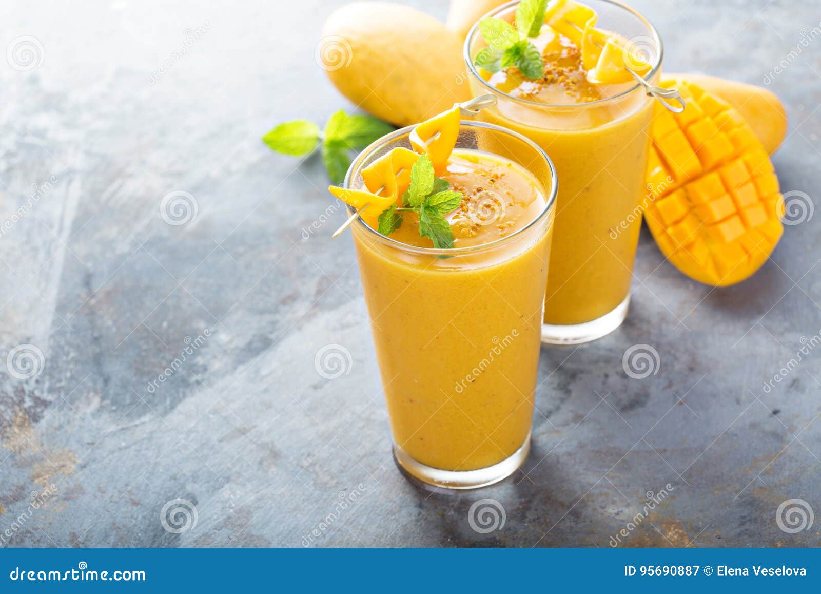Mango Smoothie, A Cool And Tempting Mango Fruit Drink Prepared By ...