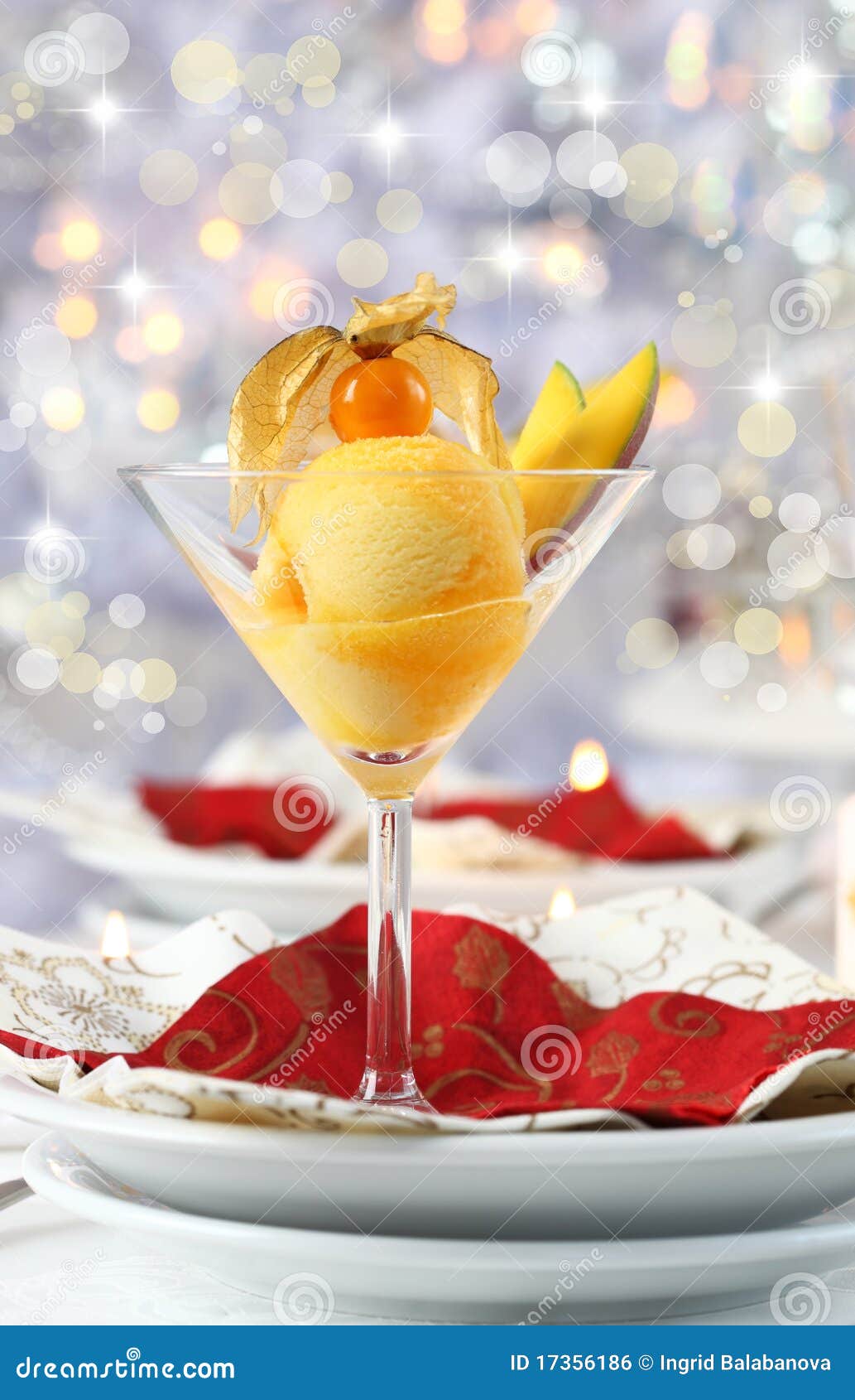Mango sorbet for Christmas stock photo. Image of dinner - 17356186