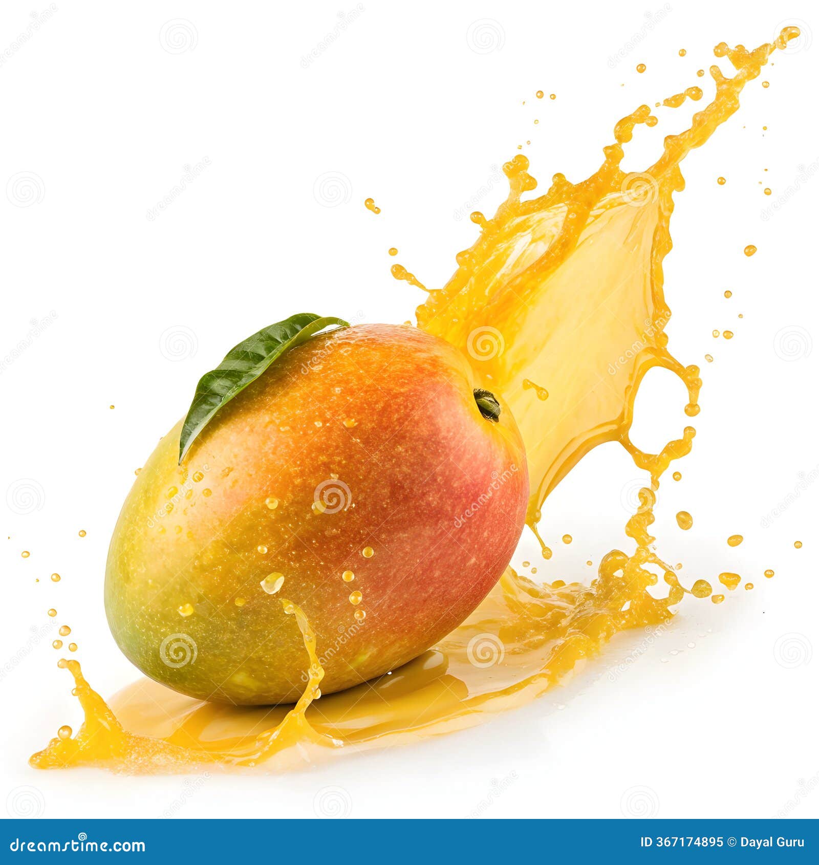 Mango Splash With Realistic Lighting And Water Droplets Isolated On ...
