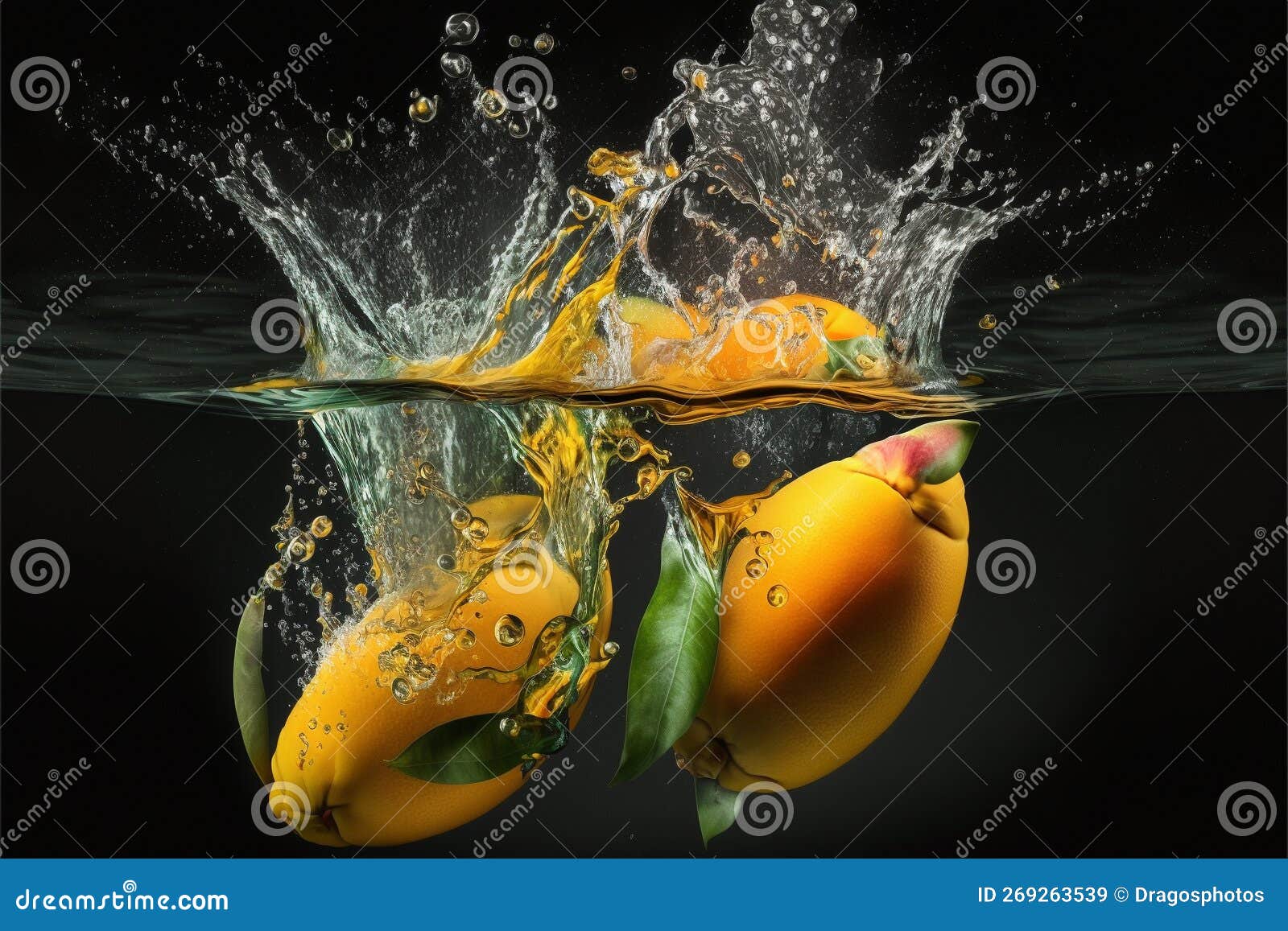 Mango Splashed or Thrown in Water. Water Splash Fresh Fruit Creative ...
