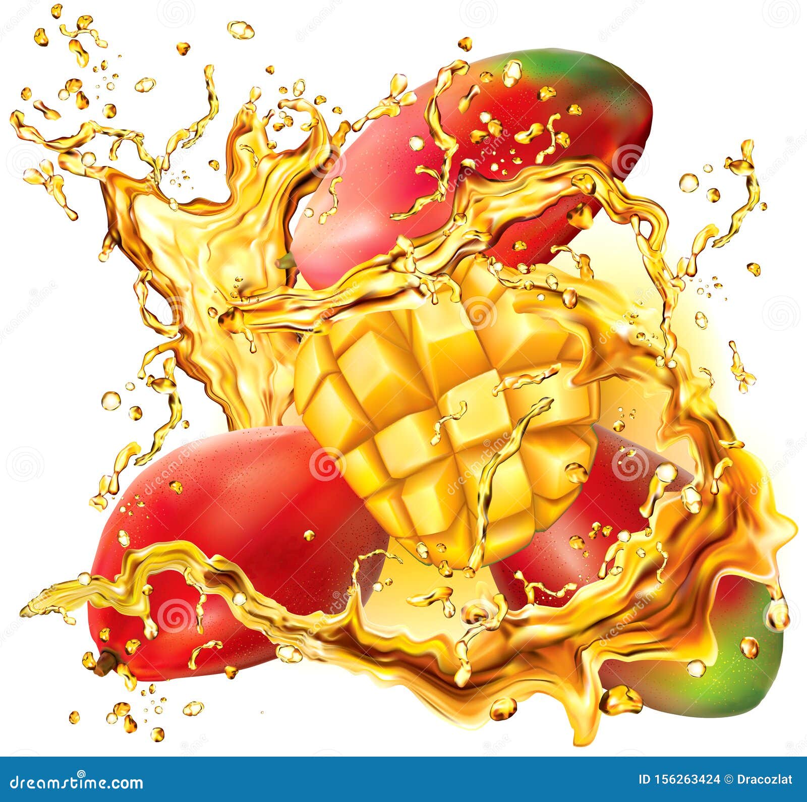 Mango into of Splashes Juices Stock Vector - Illustration of vector ...