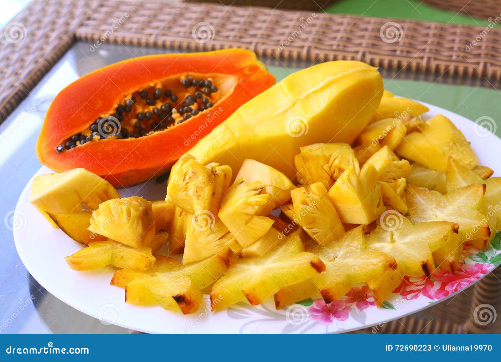 Mango Star Fruit Corambola and Papaya Stock Image - Image of light ...