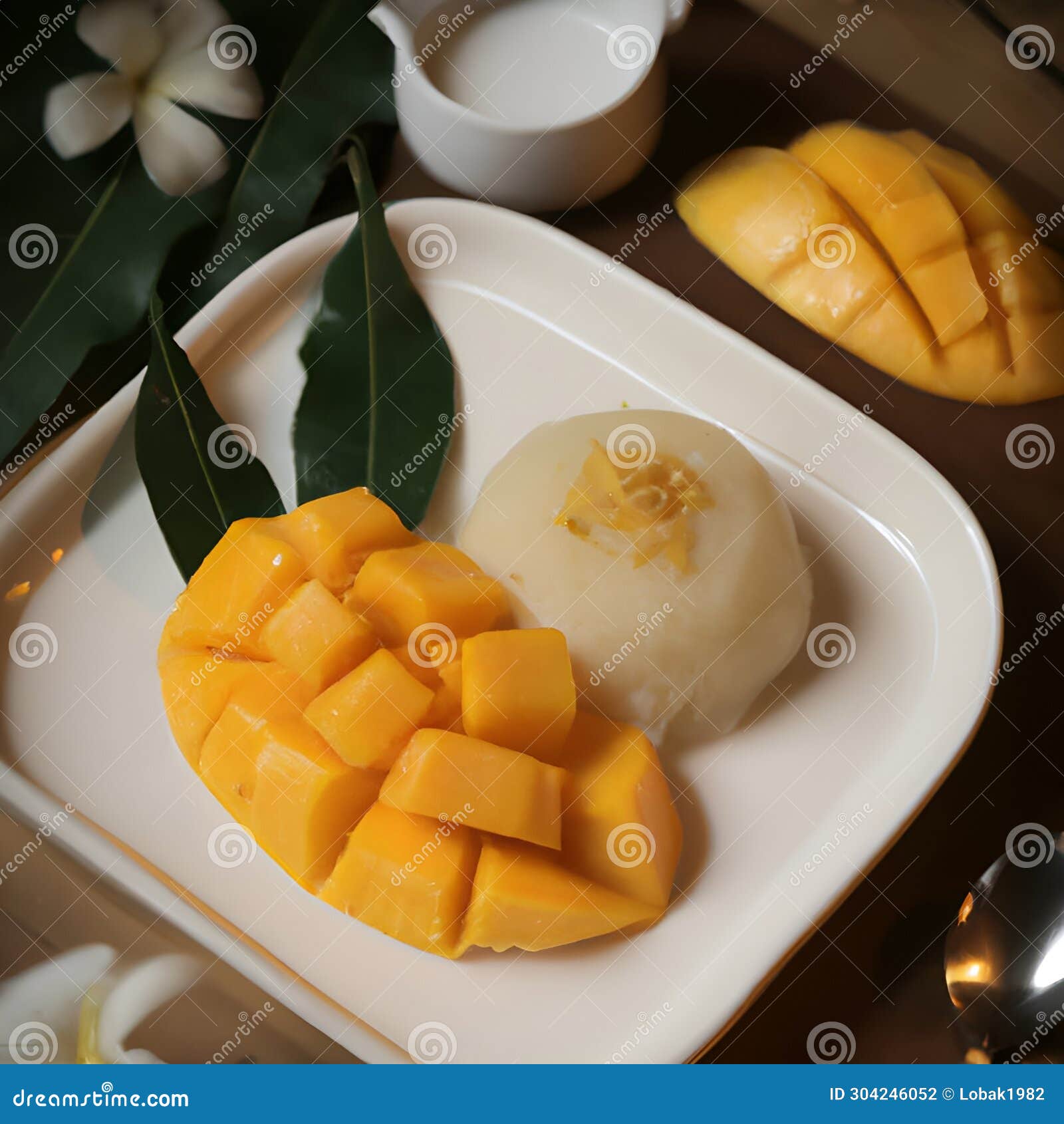 Mango Sticky Rice , A Popular Thai Dessert For Centuries Royalty-Free ...