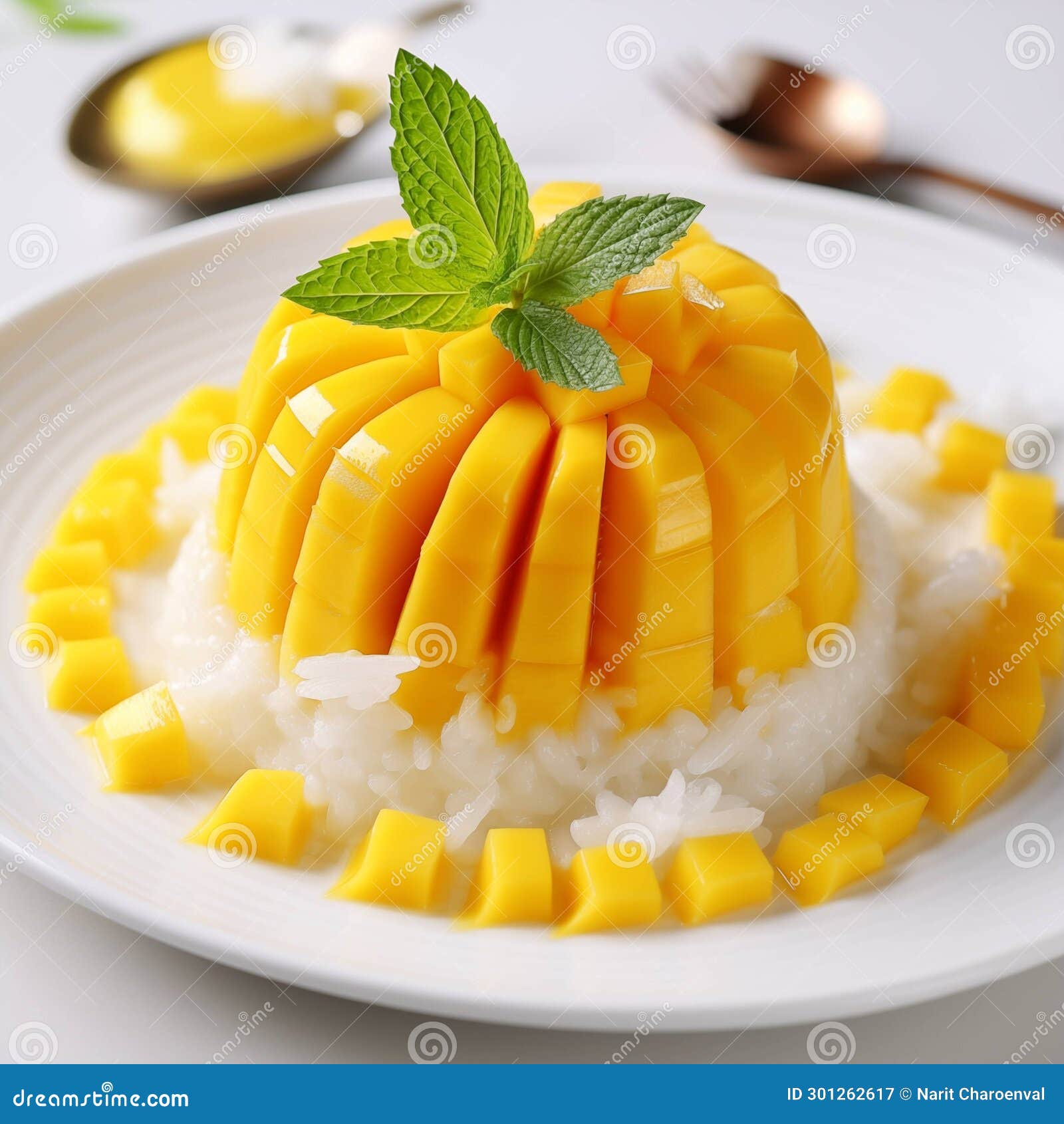 Mango Sticky Rice Elegance stock illustration. Illustration of showcase ...