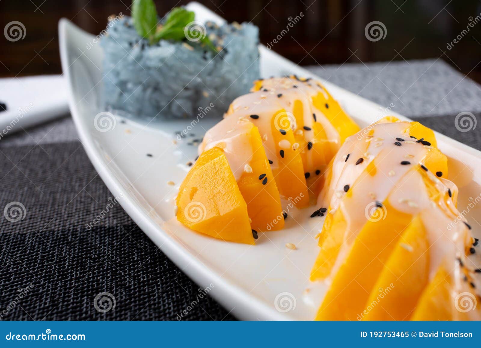 Mango sticky rice plate stock image. Image of menu, home - 192753465