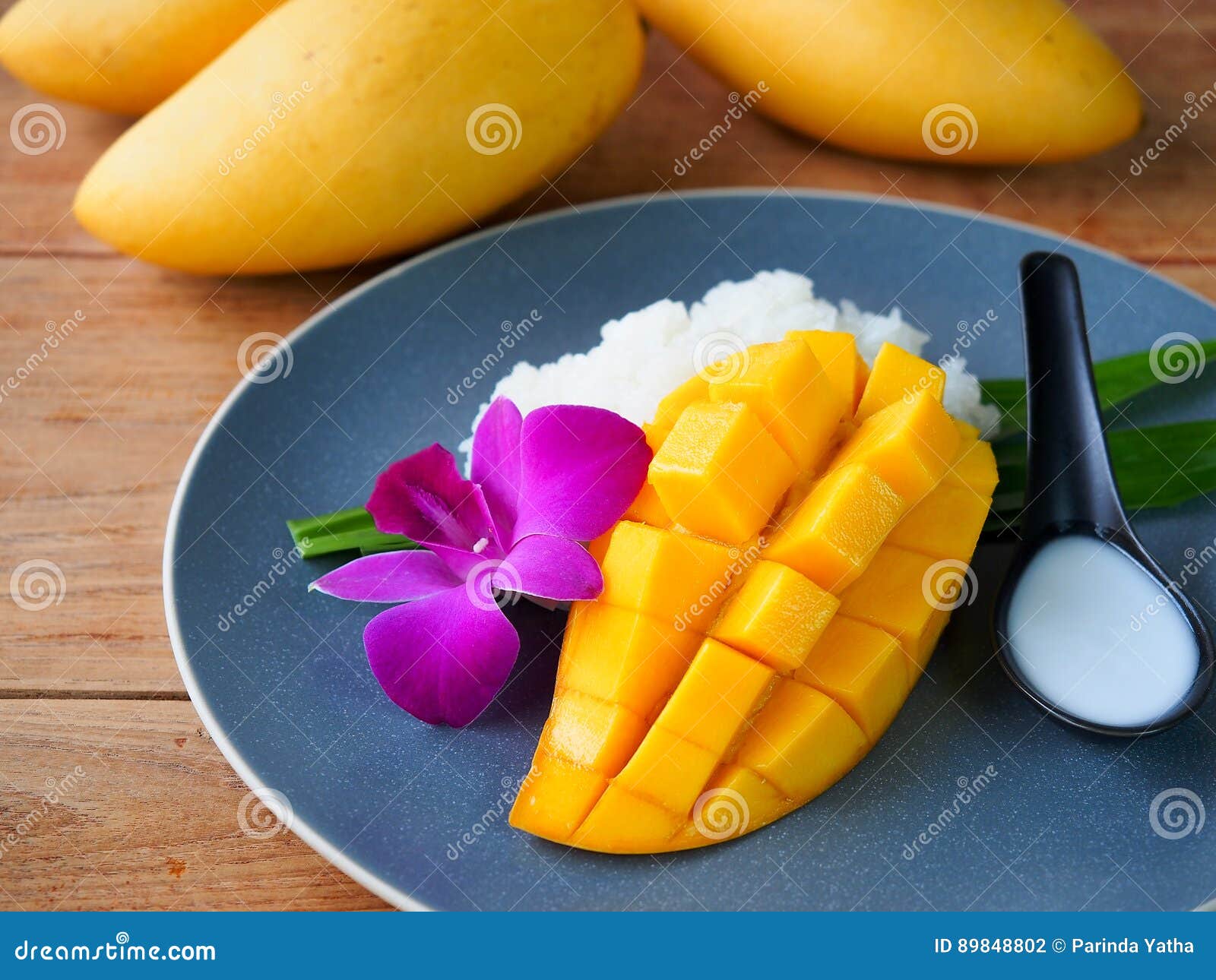 Mango Sticky Rice Thai Dessert. Stock Photo - Image of food, coconut ...
