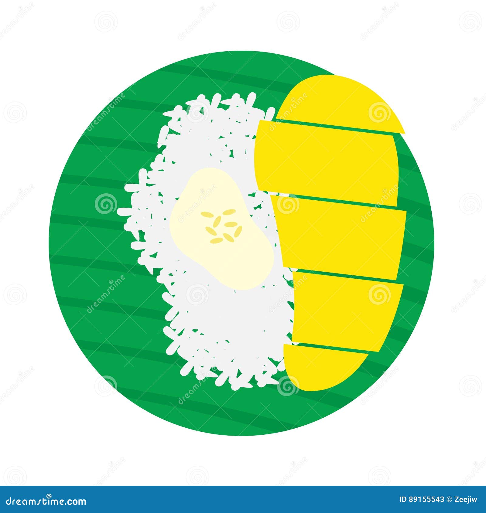 Mango with sticky rice stock vector. Illustration of rice - 89155543