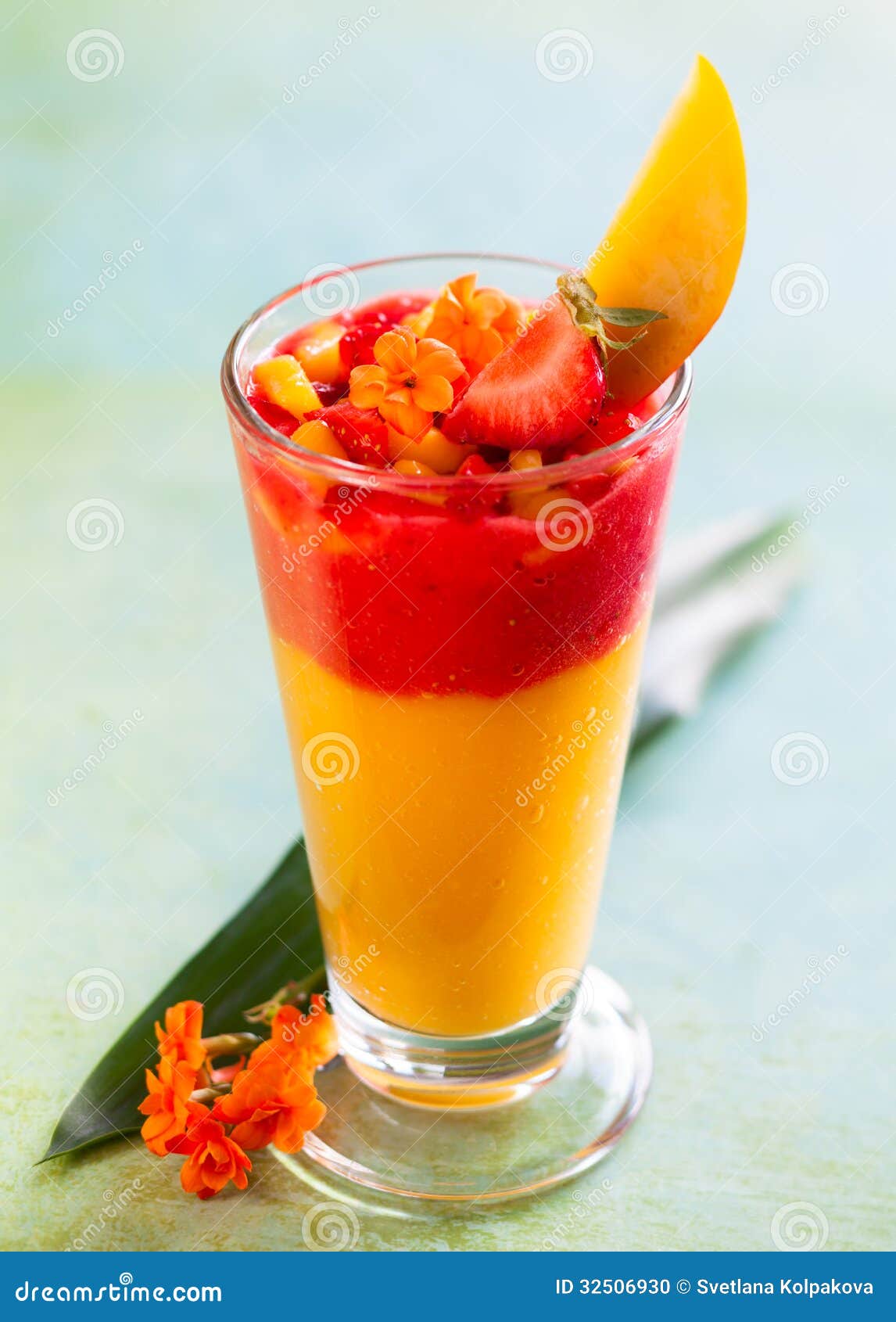 Mango and Strawberry Smoothie Stock Photo - Image of dessert, dairy ...