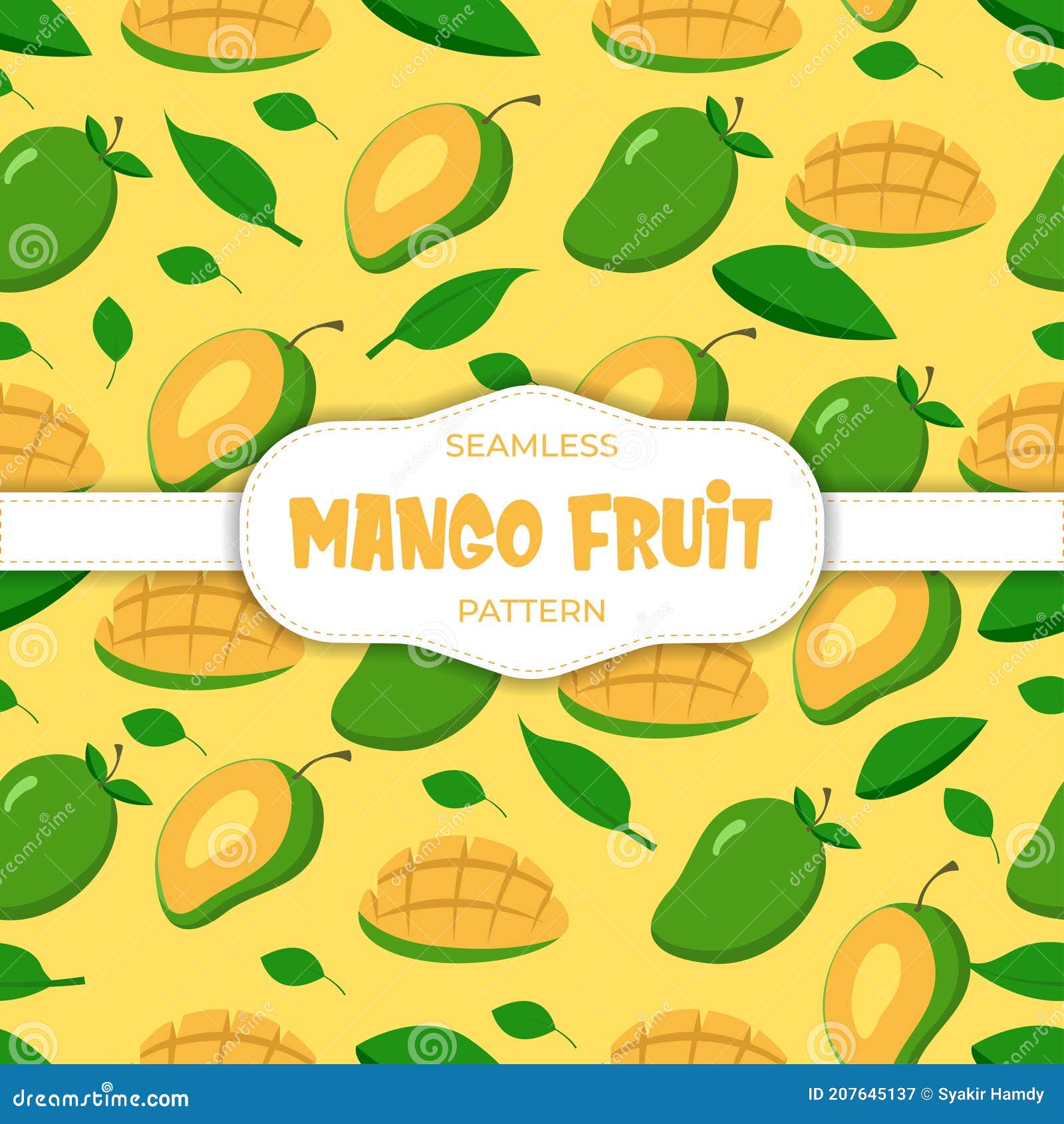 Mango Summer Tropical Fruits Seamless Background Pattern Background ...