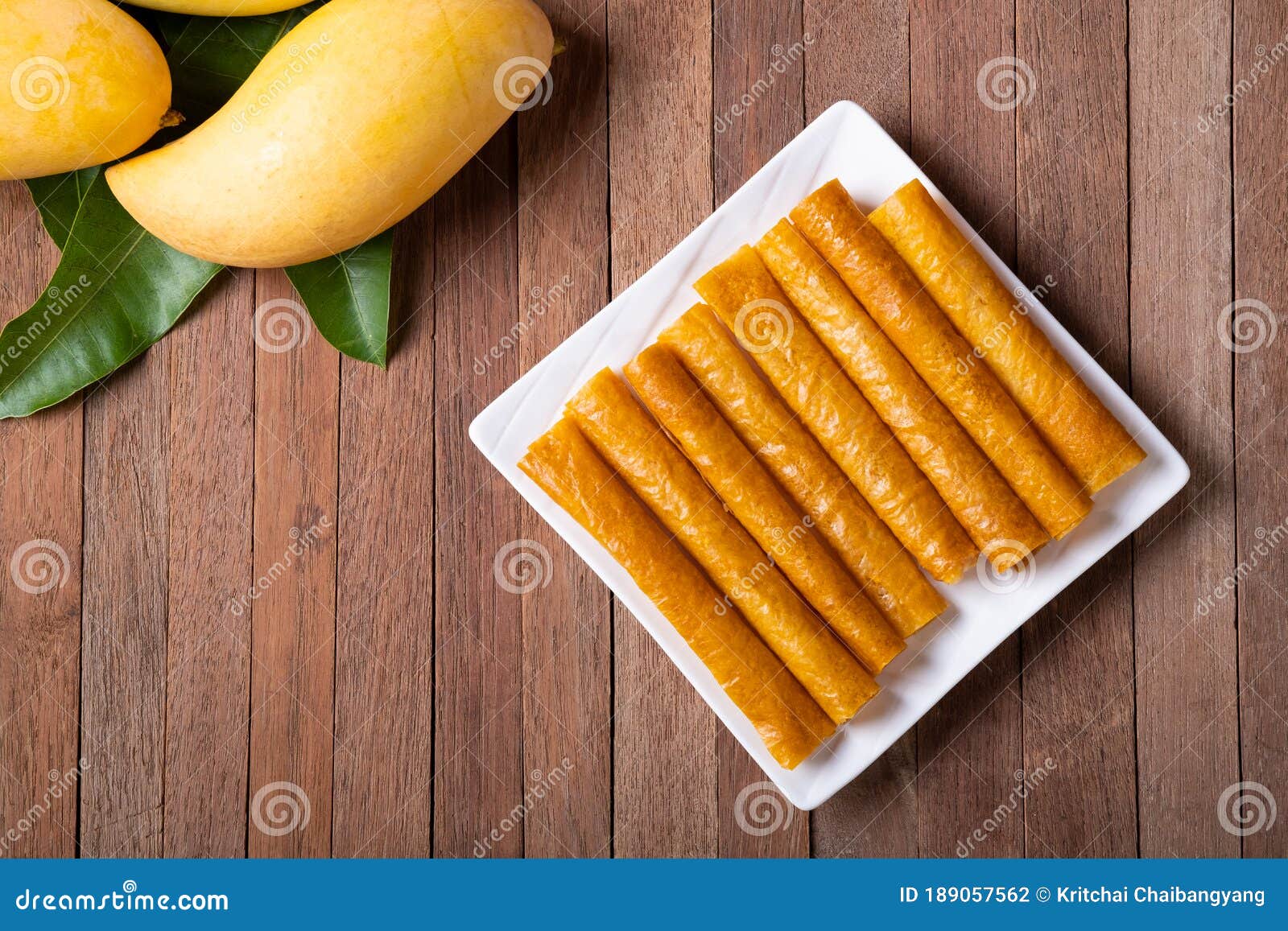 Mango Sun Dried Sheet Rolls Sticky Chewing Snack Thai Fruit on White ...