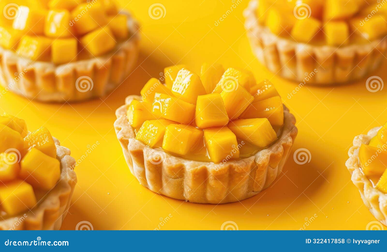 Mango Tartlets on a Pastel Yellow Background Stock Photo - Image of ...