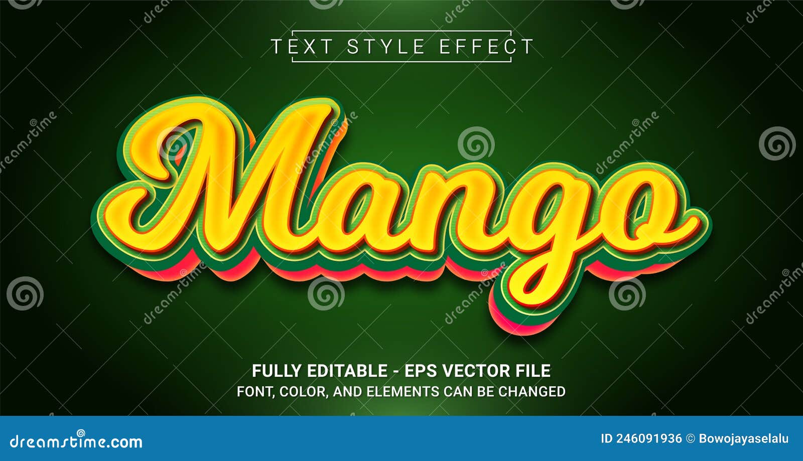 Mango Text Style Effect. Editable Graphic Text Template Stock Vector ...