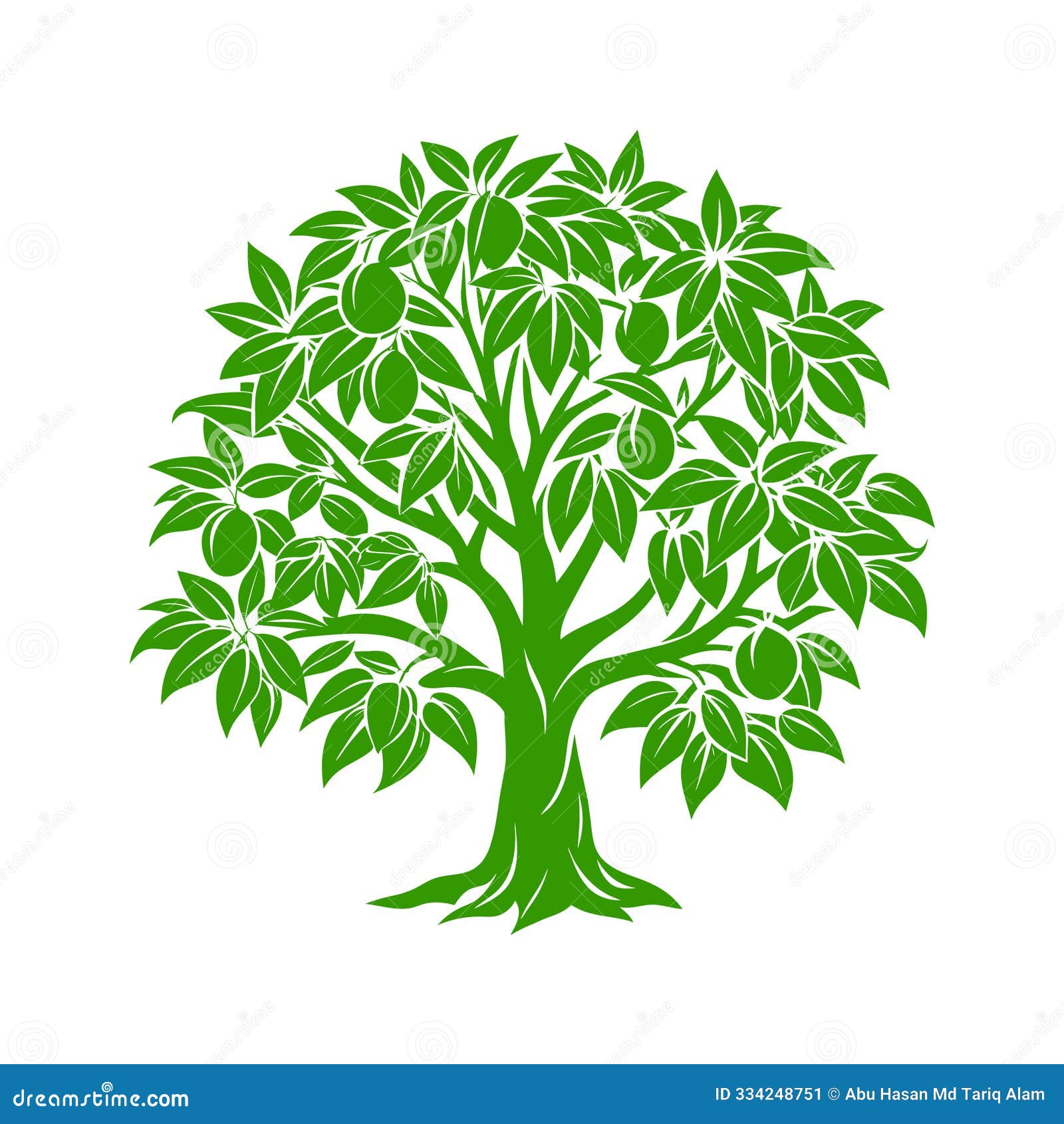 A Mango Tree Silhouette in Green Stock Vector - Illustration of outline ...