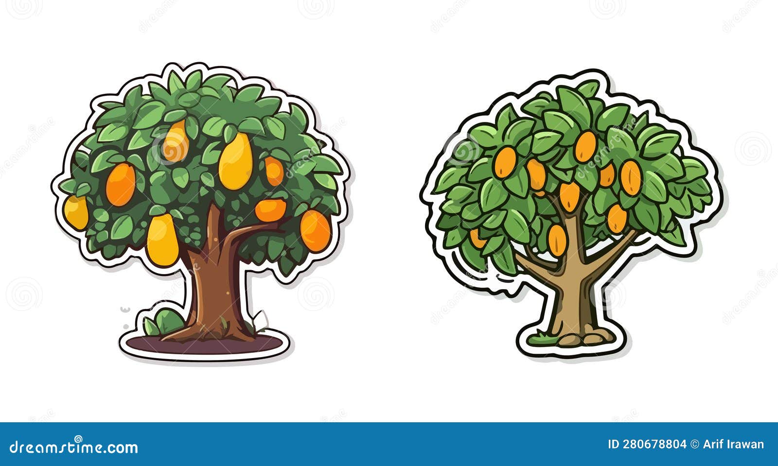 Mango Tree Sticker Vector Art Ready Print Stock Vector - Illustration ...