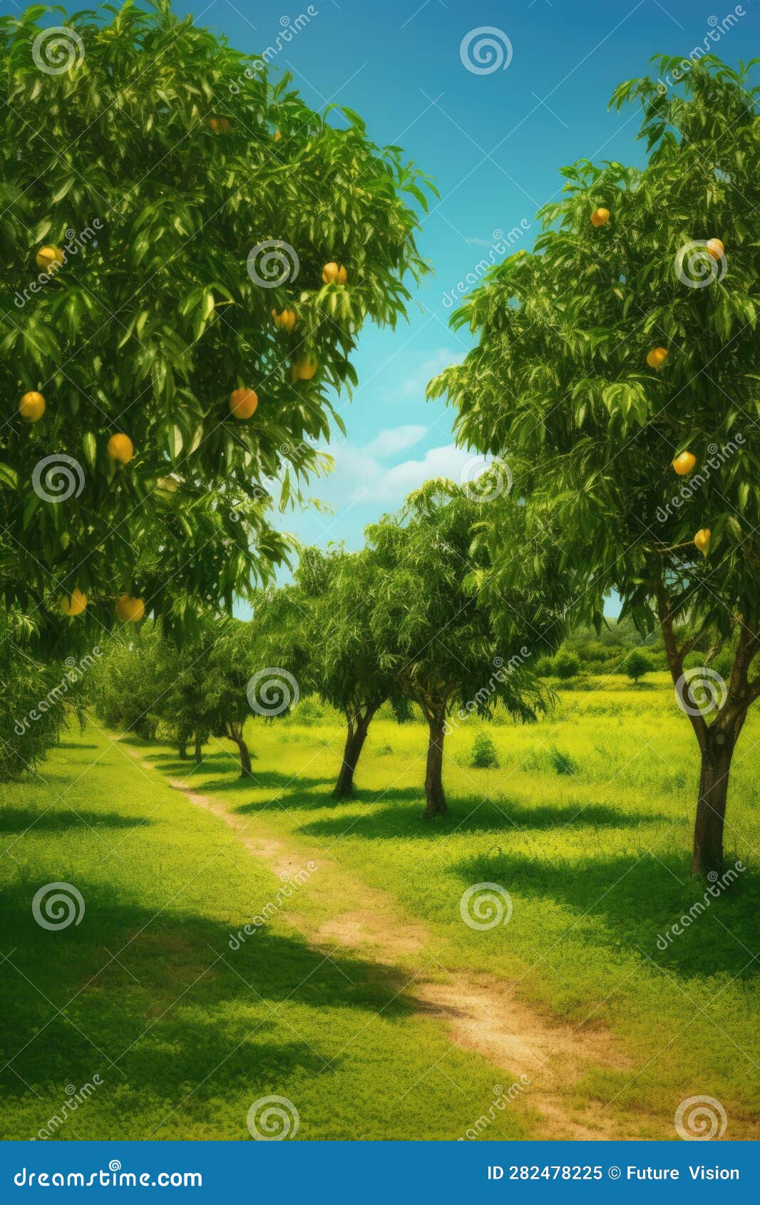 Mango Trees with Fruit in Row in Nature, Created Using Generative Ai ...