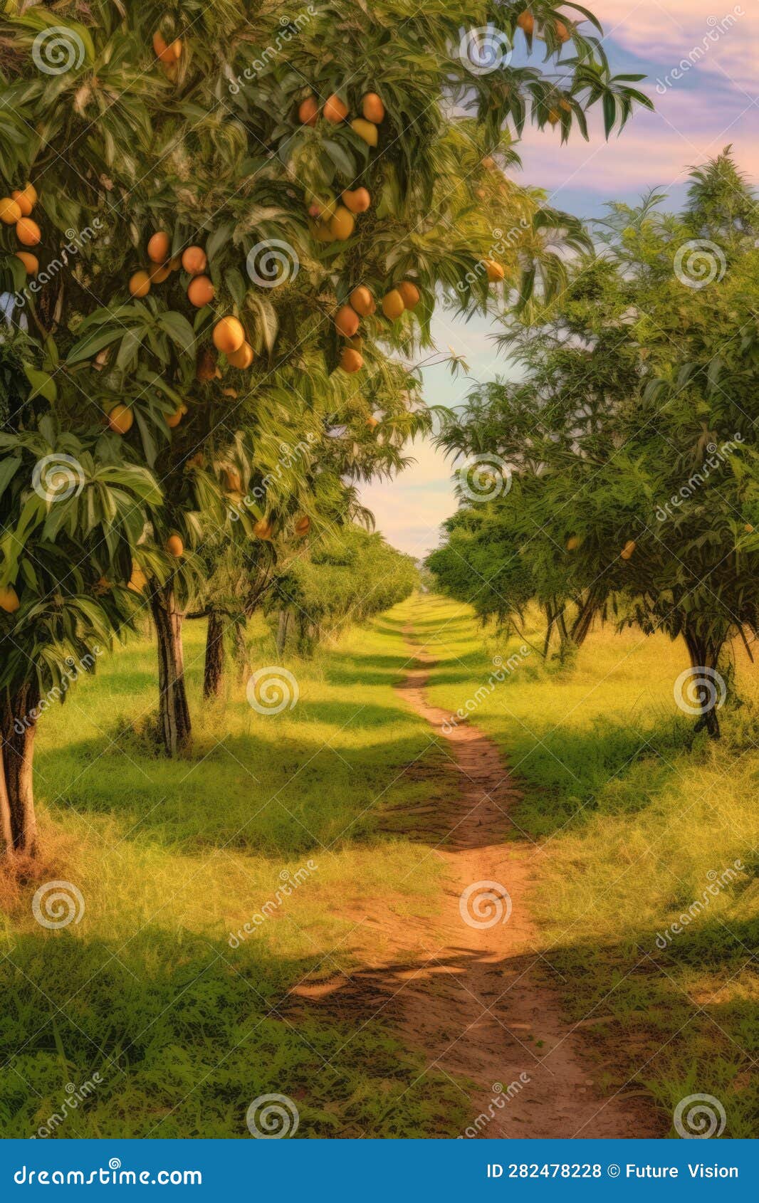 Mango Trees with Fruit in Row in Nature, Created Using Generative Ai ...