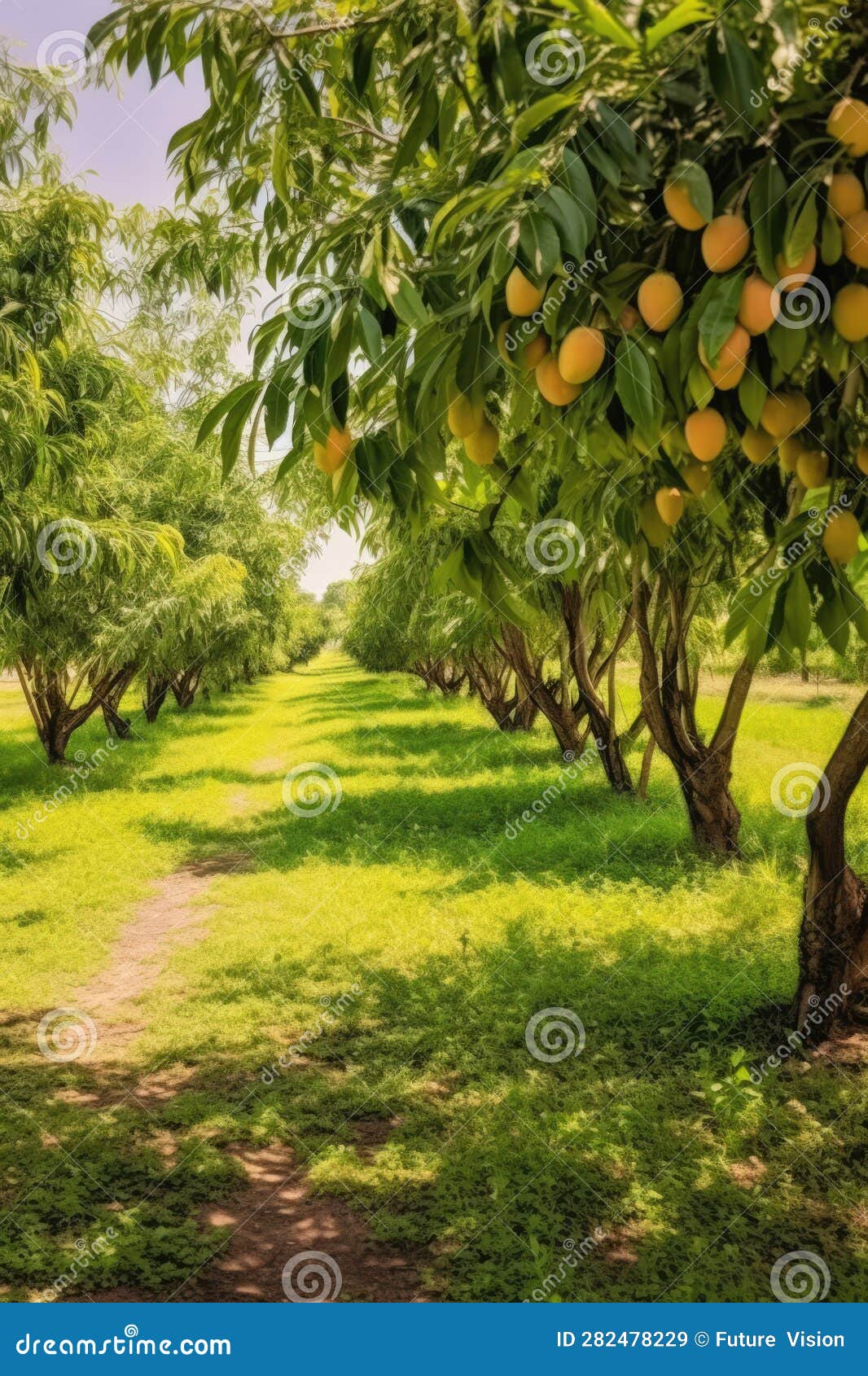 Mango Trees with Fruit in Row in Nature, Created Using Generative Ai ...