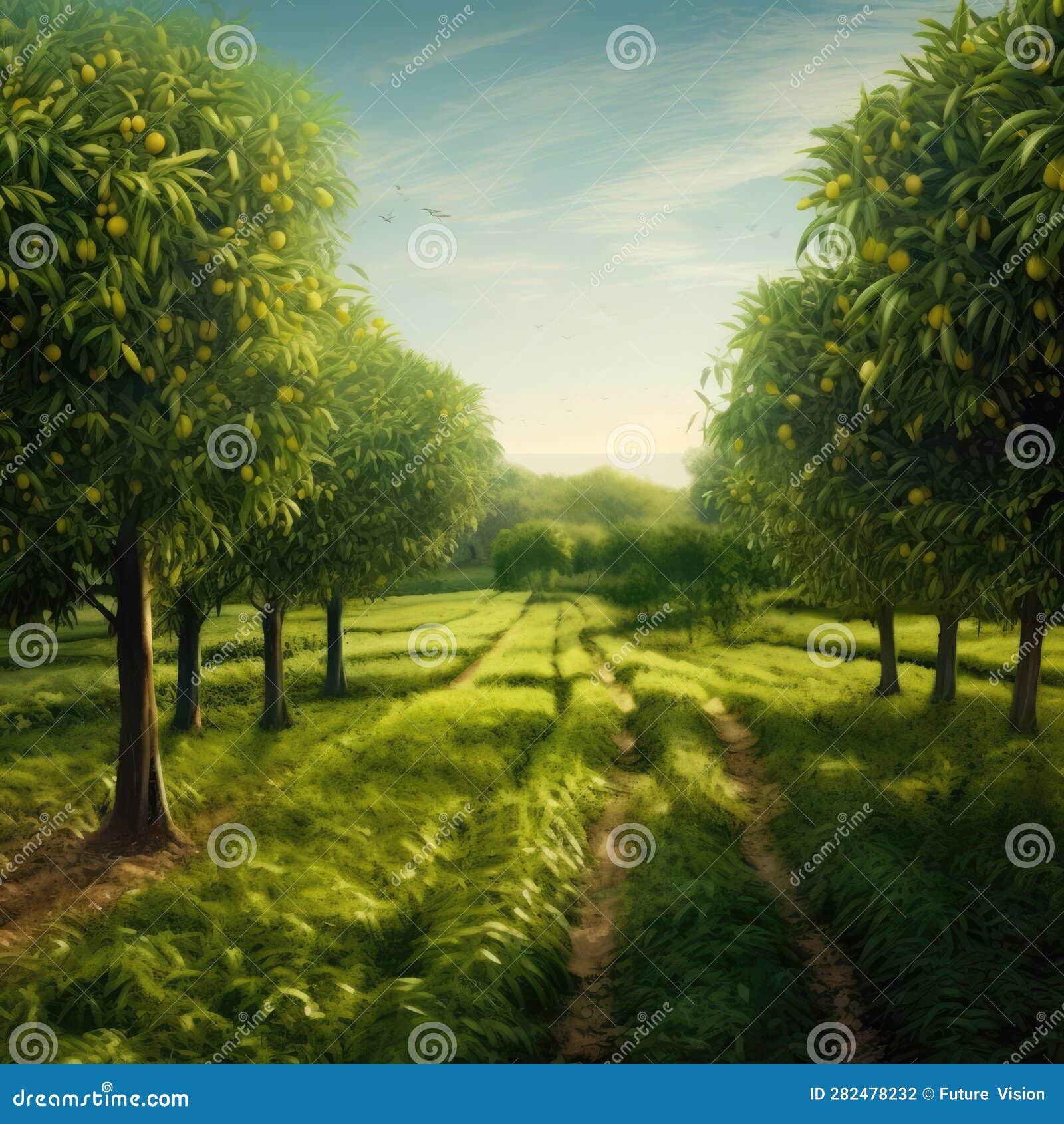 Mango Trees with Fruit in Row in Nature, Created Using Generative Ai ...