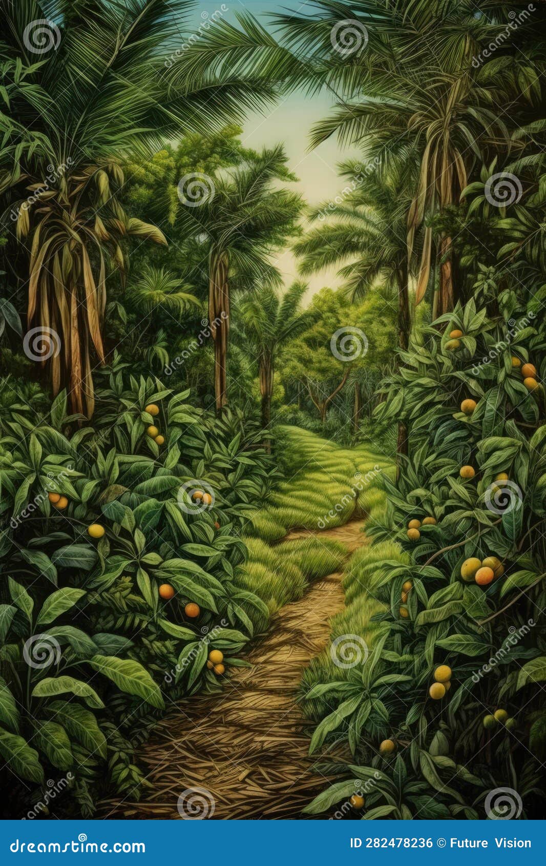 Mango Trees with Fruit in Tropical Forest, Created Using Generative Ai ...