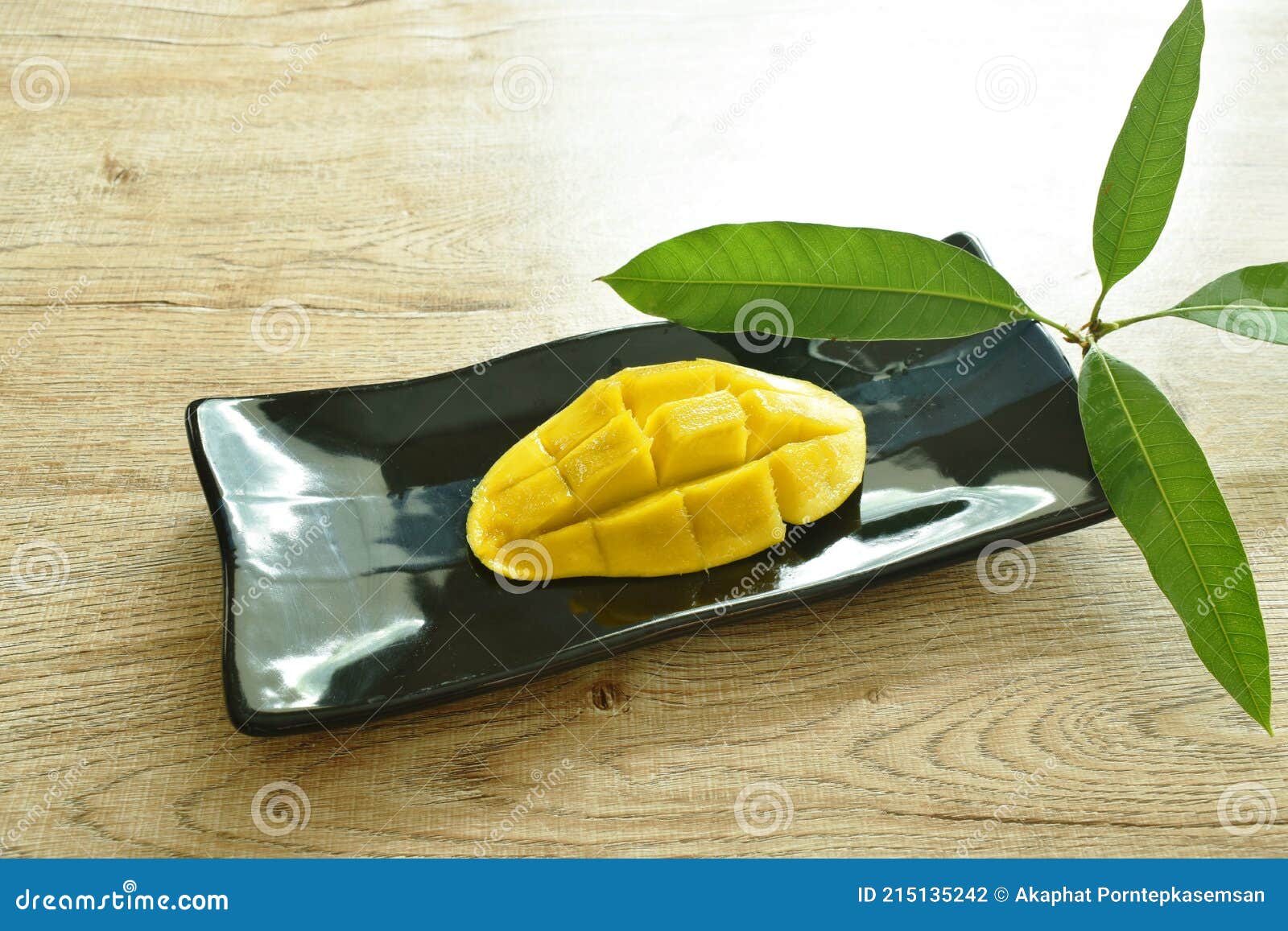 Mango Tropical Fruit Slice Dice Shape on Plate Stock Photo - Image of ...