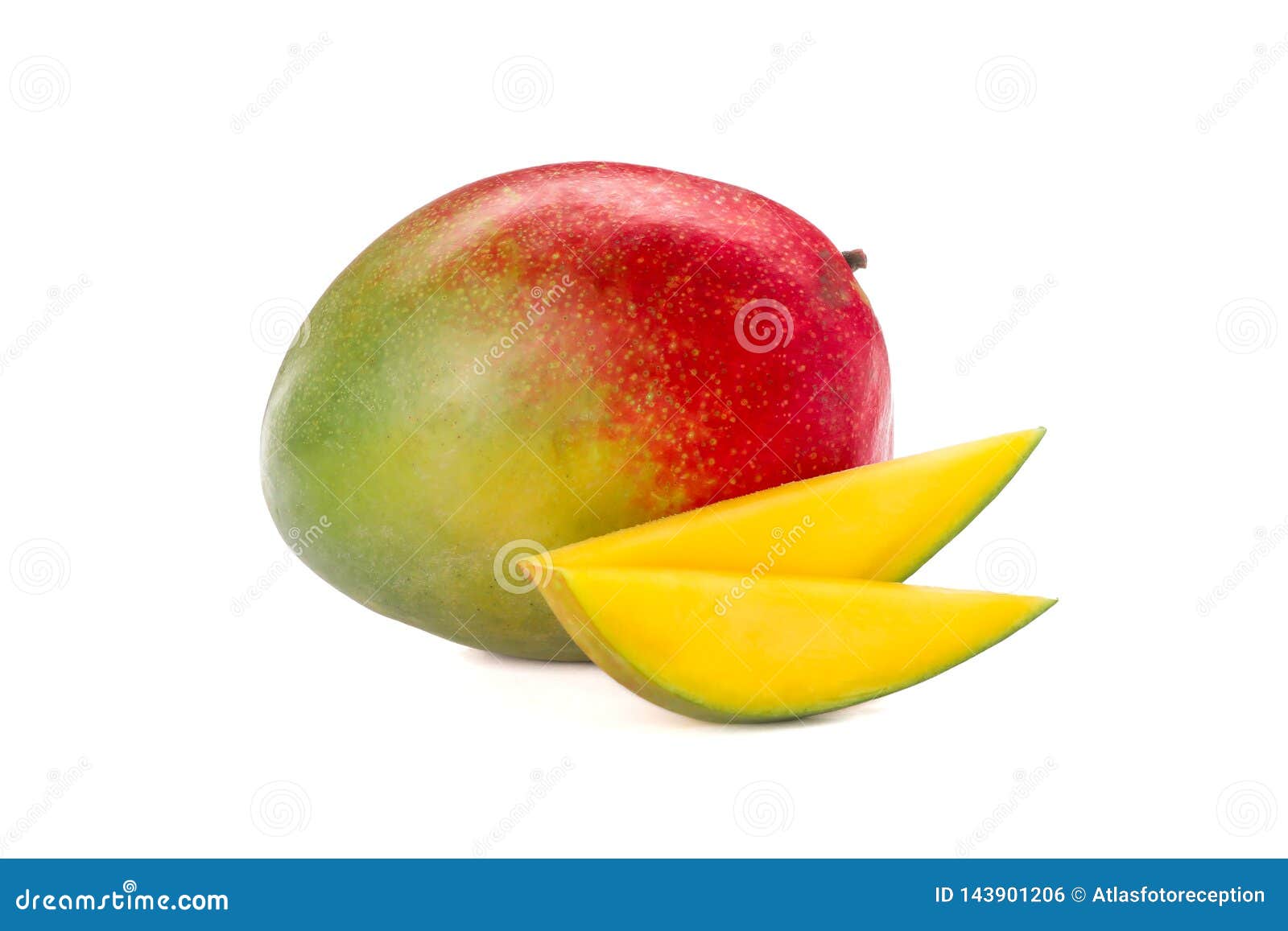Mango with Two Pieces Isolated Stock Photo - Image of green, ripe ...