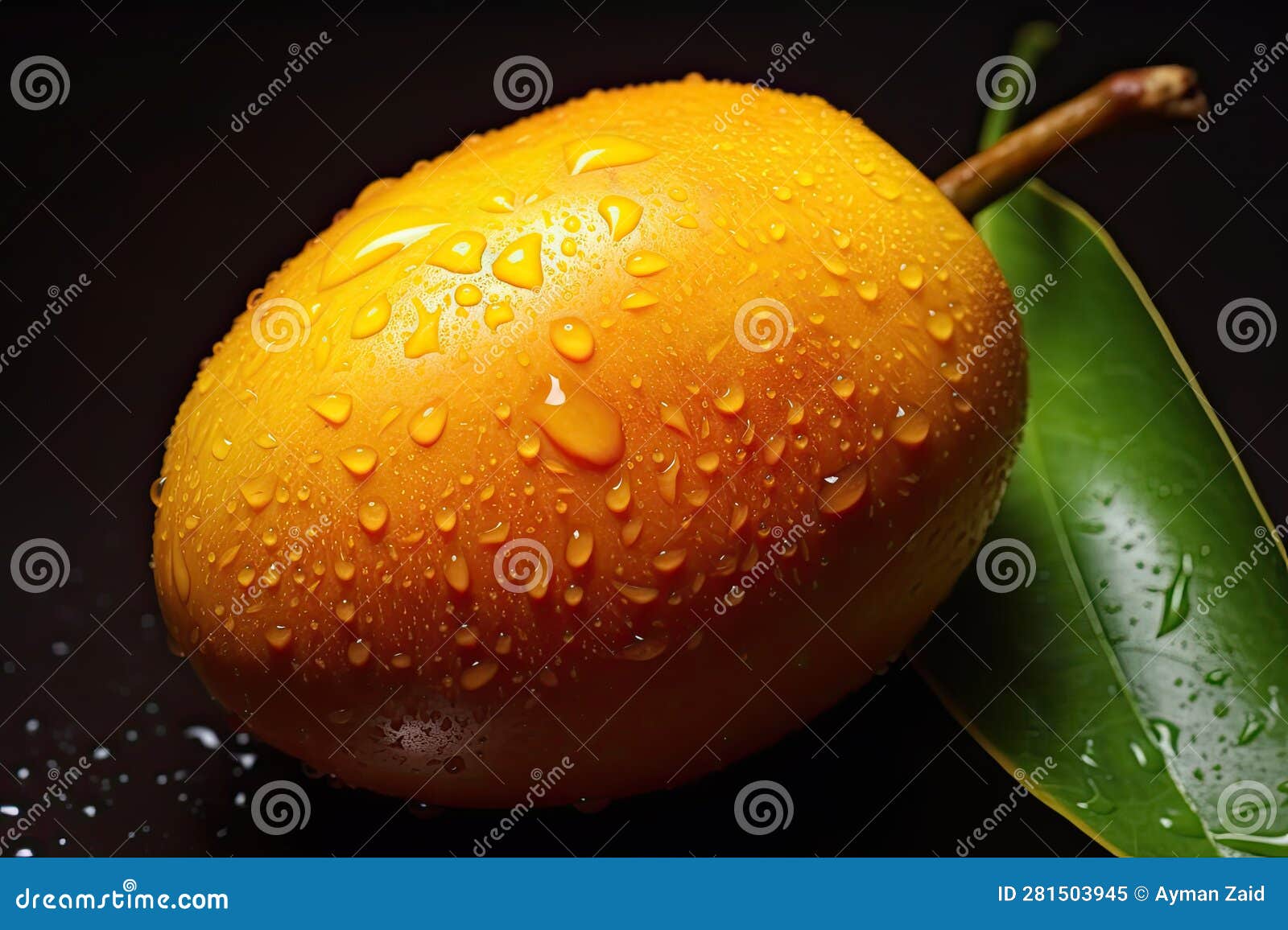 Mango with Water Drops stock illustration. Illustration of closeup ...