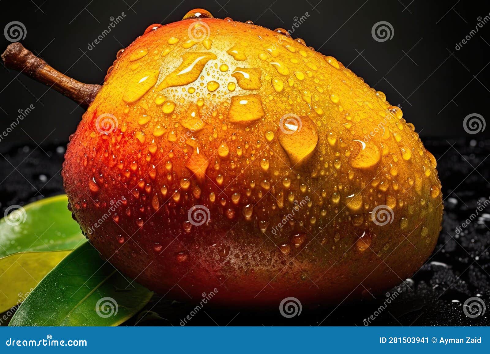 Mango with Water Drops stock illustration. Illustration of water ...