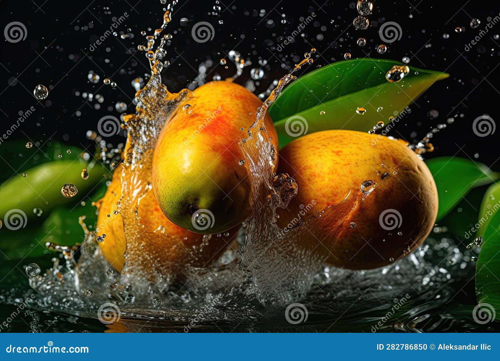 Mango in Water Splash. Generative Ai Stock Illustration - Illustration ...
