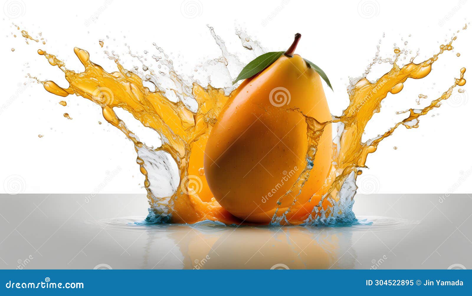 Mango with Water Splash Isolated on White Background. 3d Illustration ...
