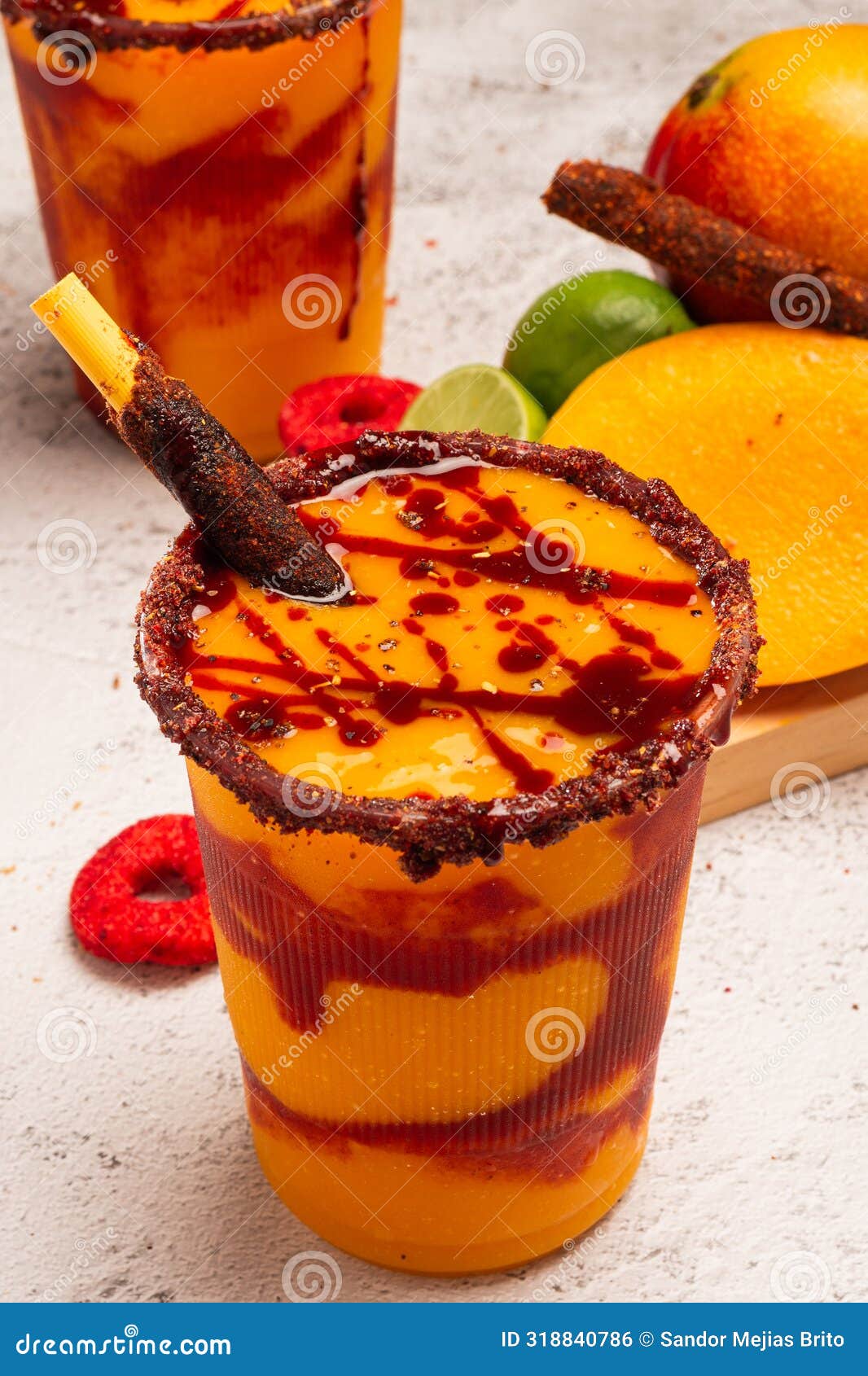 Mangonada, Typical Mexican Mango Smoothie with Chamoy Sauce Stock Photo ...