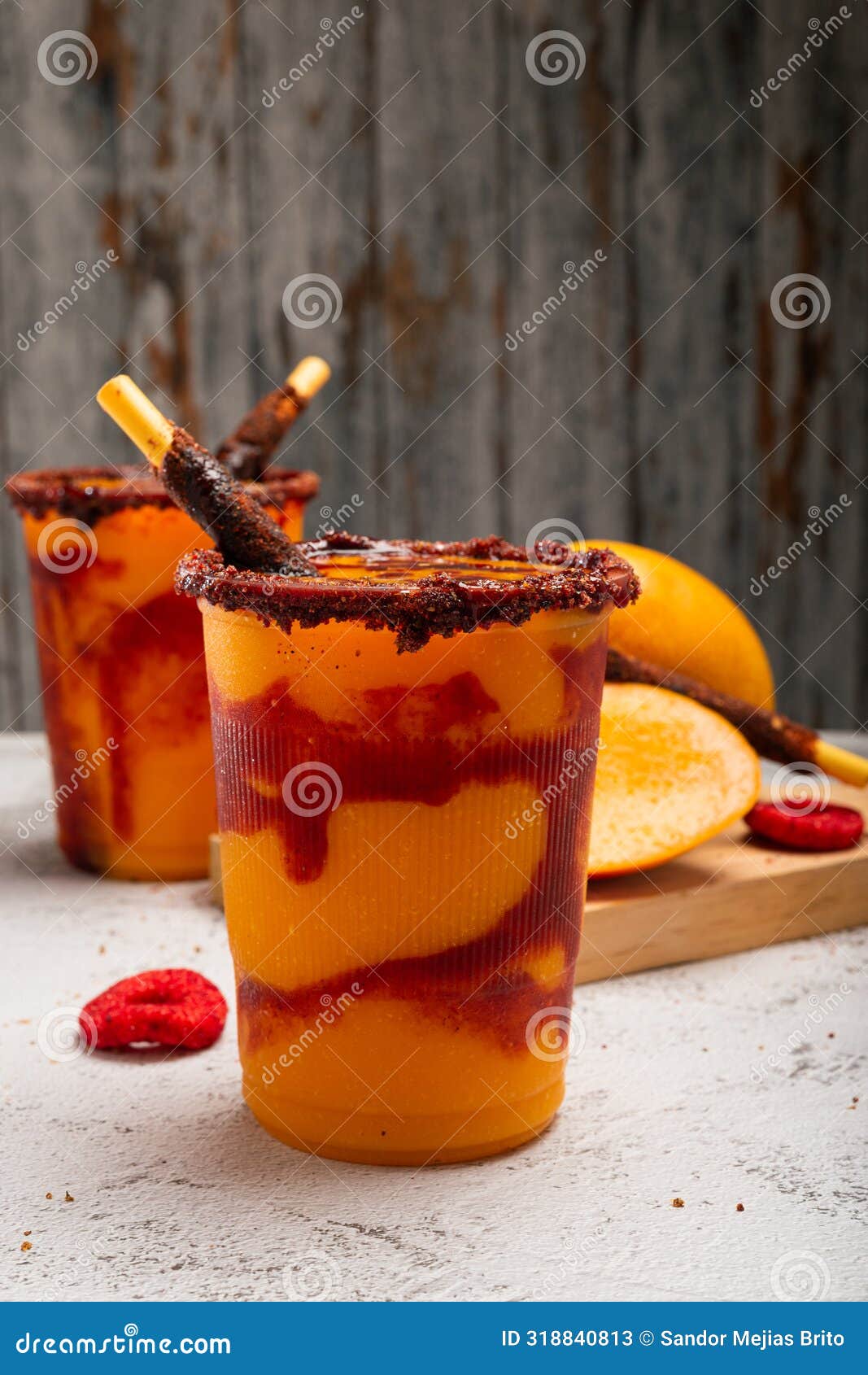 Mangonada, Typical Mexican Mango Smoothie with Chamoy Sauce Stock Image ...