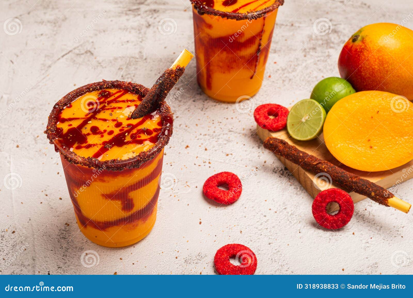 Mangonada, Typical Mexican Mango Smoothie with Chamoy Sauce Stock Image ...