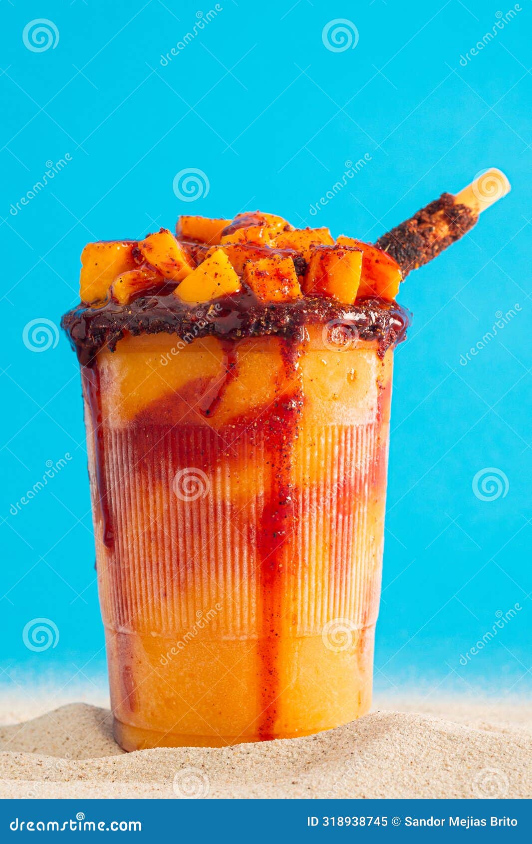 Mangonada, Typical Mexican Mango Smoothie Stock Image - Image of sand ...