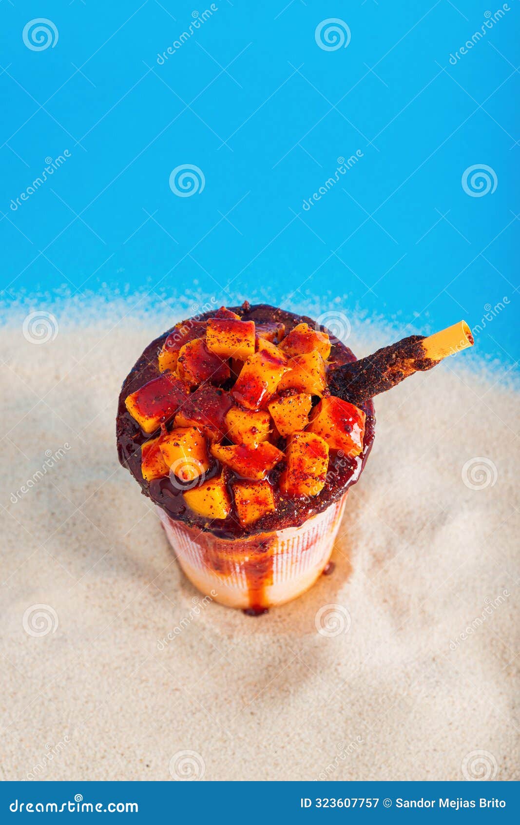 Mangonada, Typical Mexican Mango Smoothie Stock Image - Image of beach ...