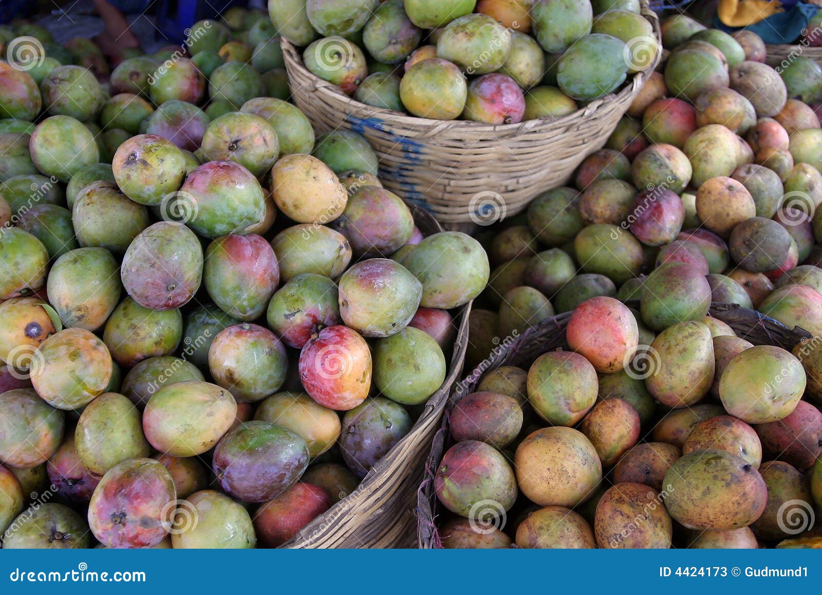 Mangos en el mercado imagen de archivo. Imagen de central - 4424173