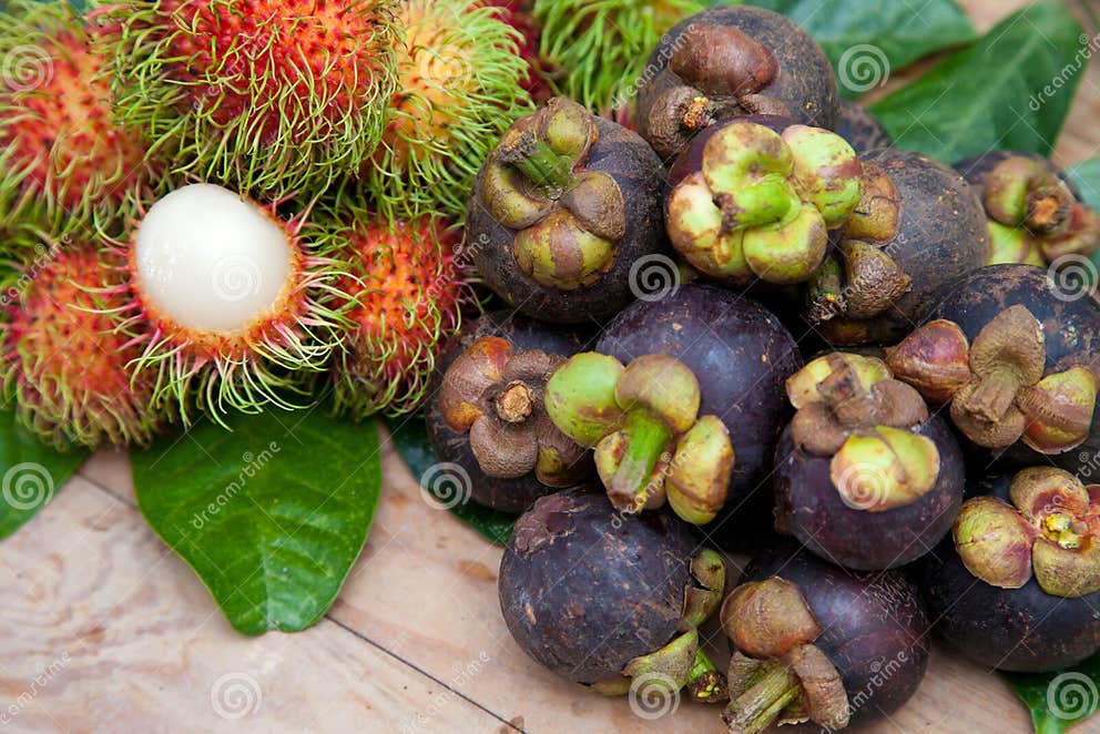 Mangosteen and rambutan stock image. Image of natural - 24855647